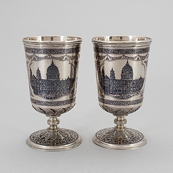 TWO GREEK SILVER GOBLETS, with Swedish import marks. - Bukowskis