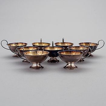 A Swedish set of nine silver punch cups Gothenburg 1946, 1969 and 1974 ...