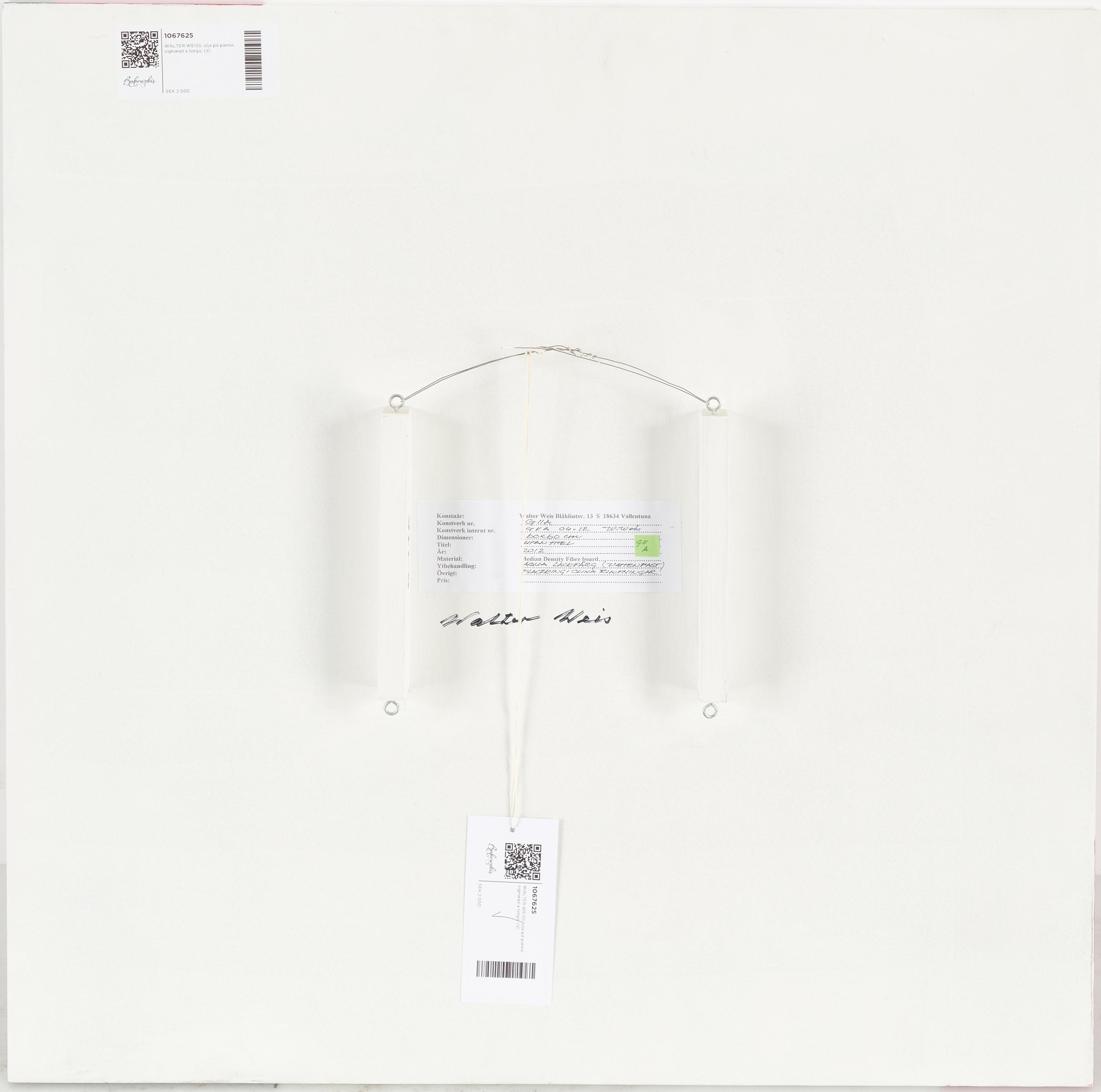 WALTER WEISS, oil on board, signed on verso. - Bukowskis