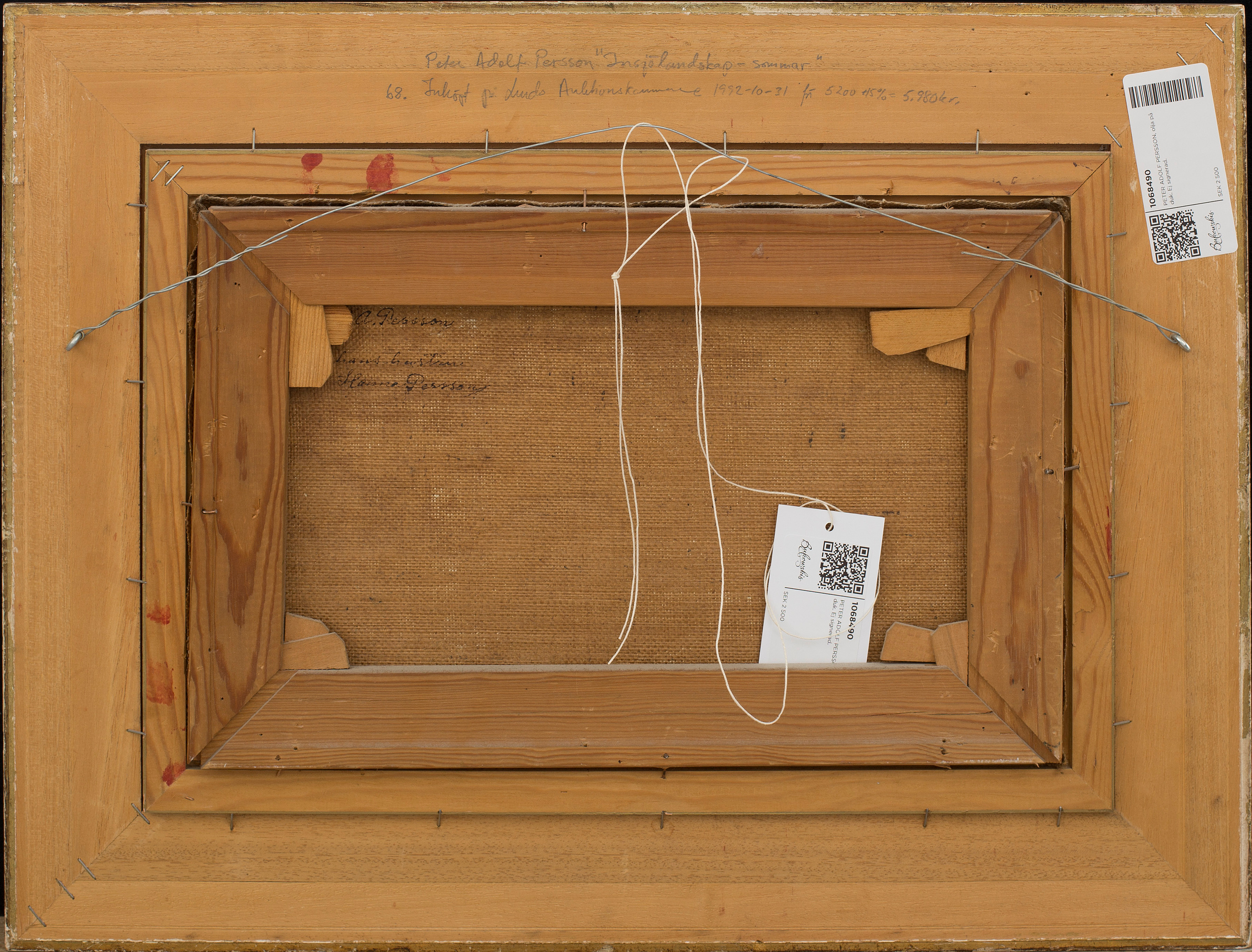 PETER ADOLF PERSSON, oil on canvas, unsigned. - Bukowskis