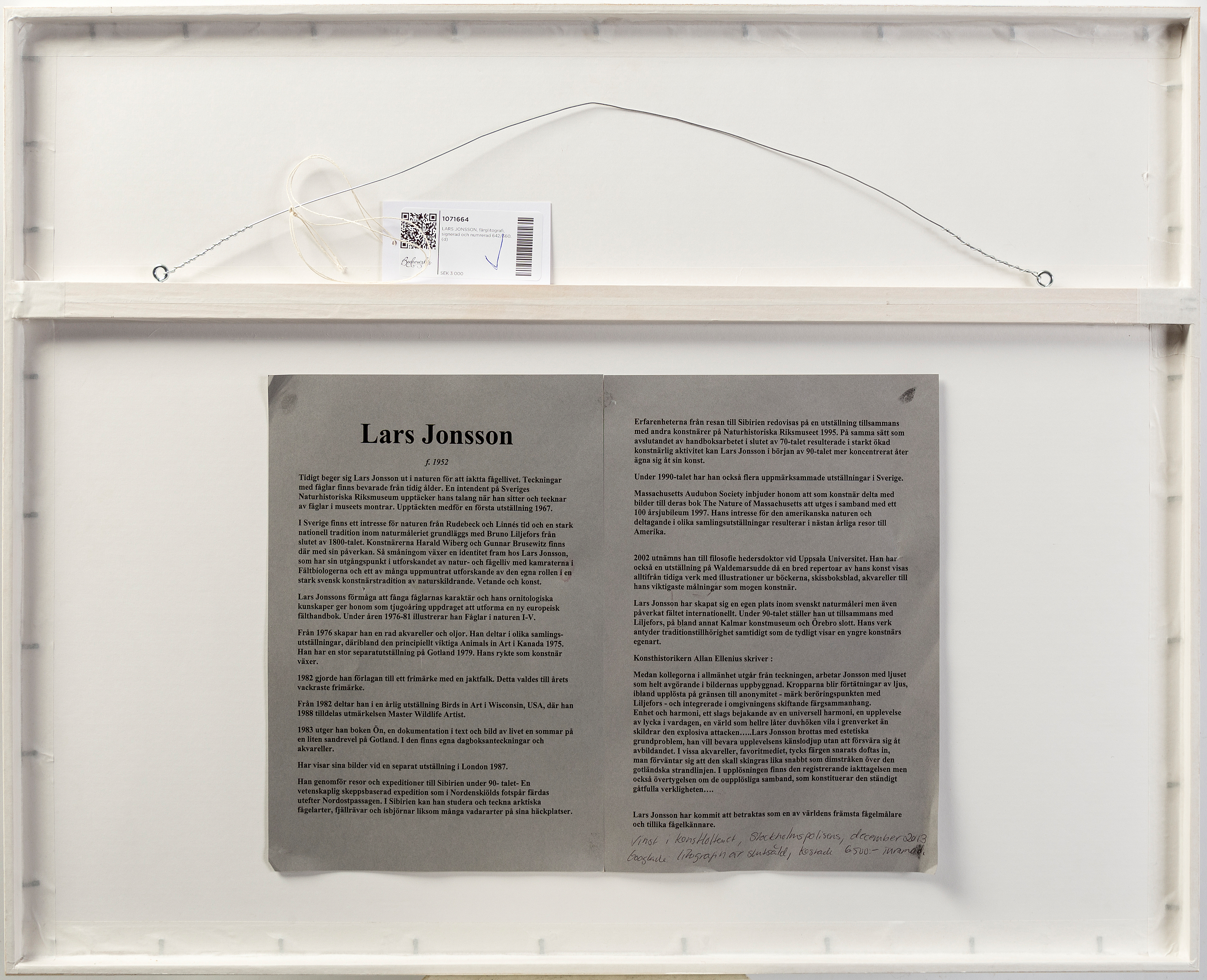 LARS JONSSON, litograph, signed and numbered 342/360. - Bukowskis