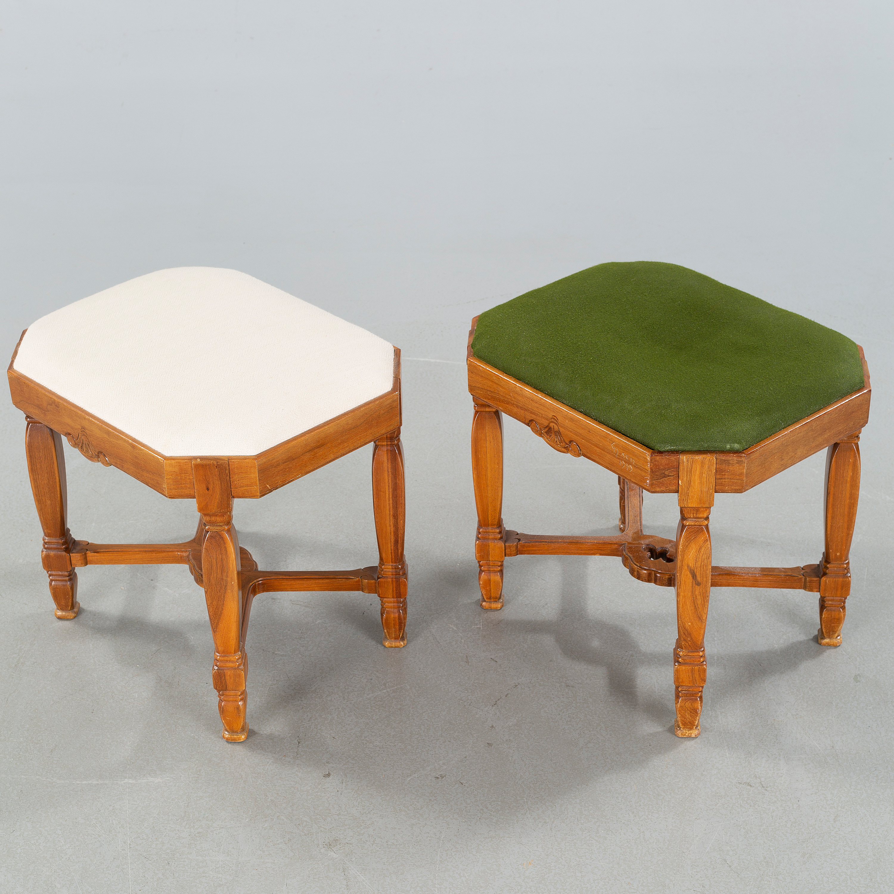 CARL CHRISTIAN CHRISTENSEN, a pair of foot stools, signed and dated ...