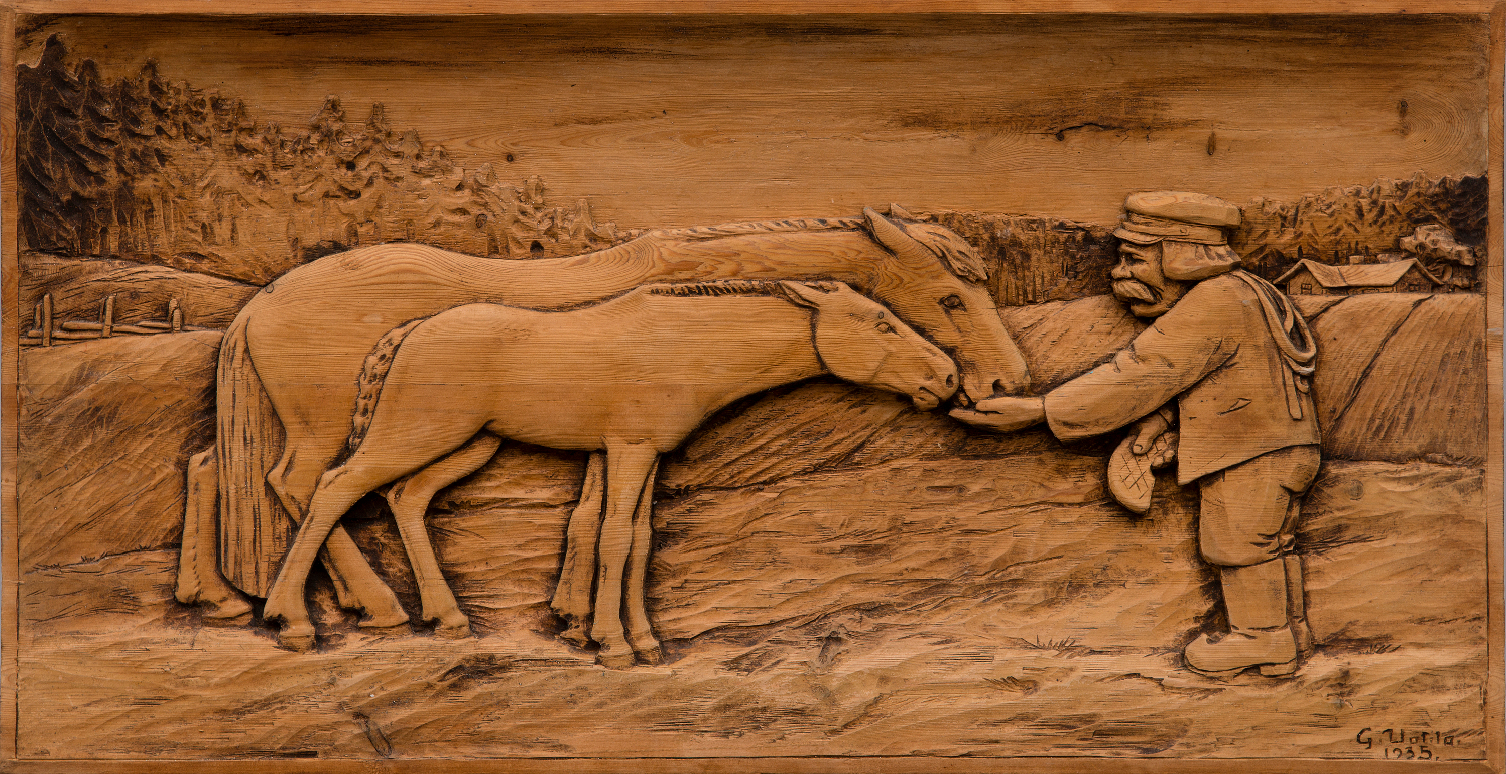 Wood relief, signed and dated 1935. - Bukowskis