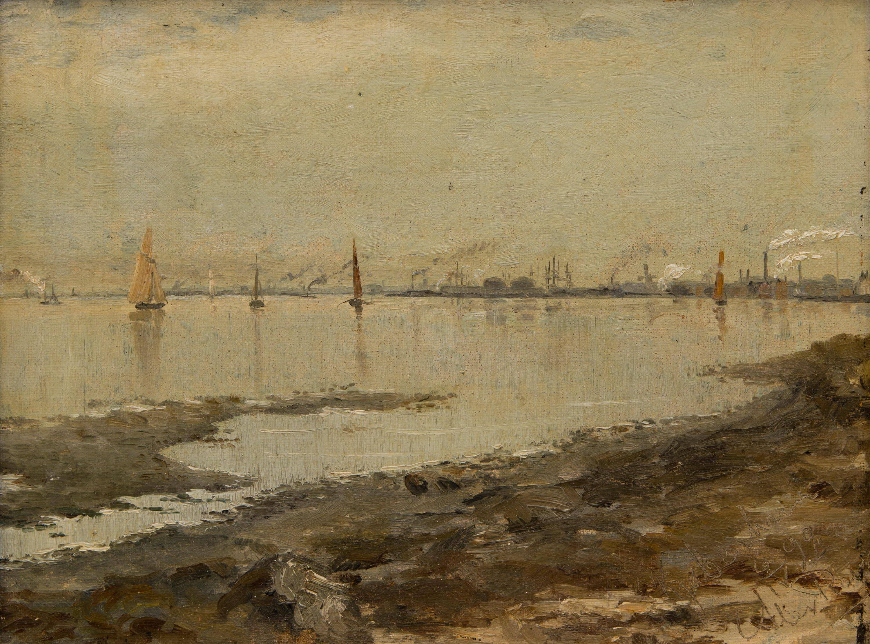 ALEX RAPP, öljy puulevylle, signeerattu ja päivätty a tergo 1892 ...