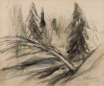 AIMO KANERVA, vesiväri, signeerattu ja päivätty -49. - Bukowskis