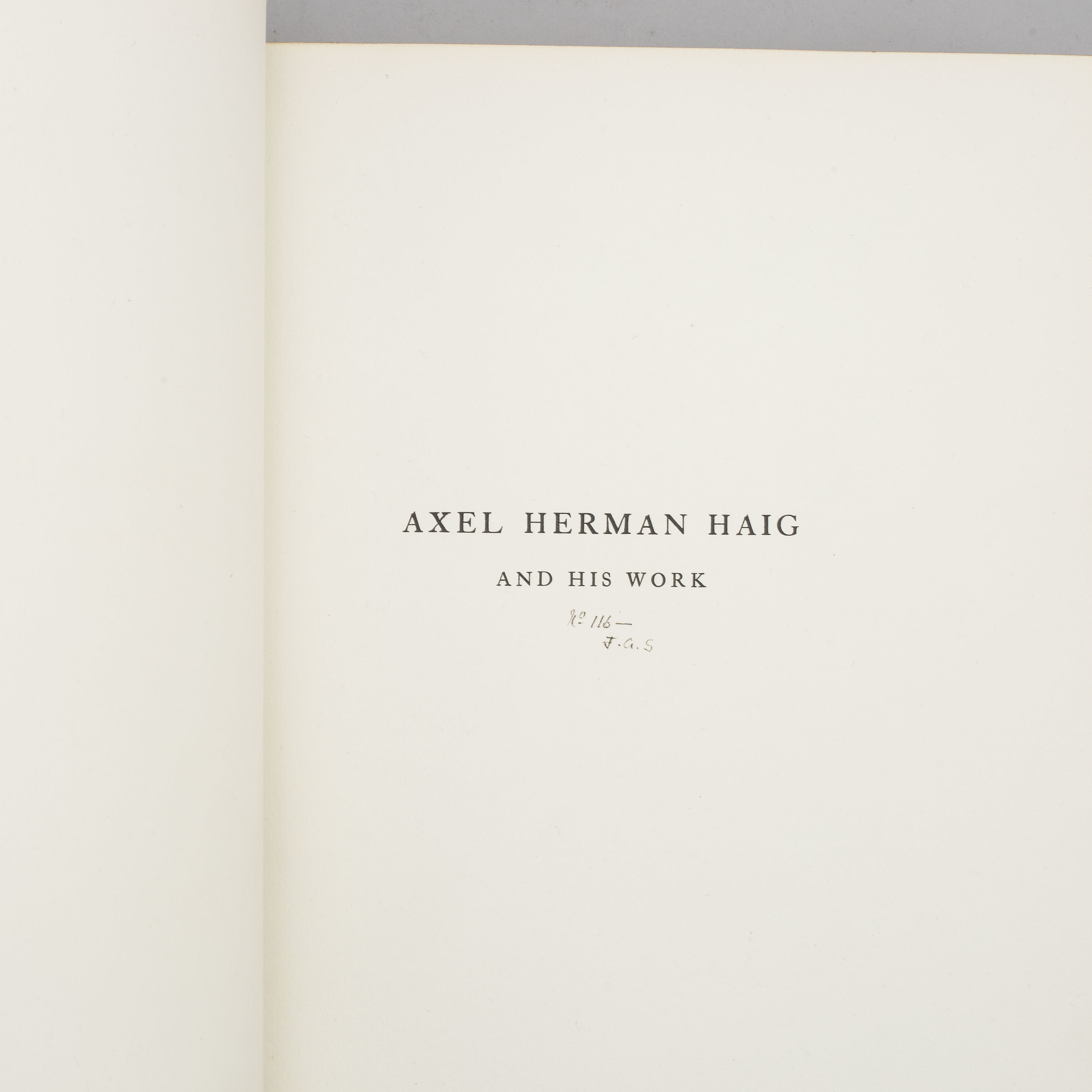 BOOK, "Axel Herman Haig (Hägg) and his work", av E. A. Armstrong ...