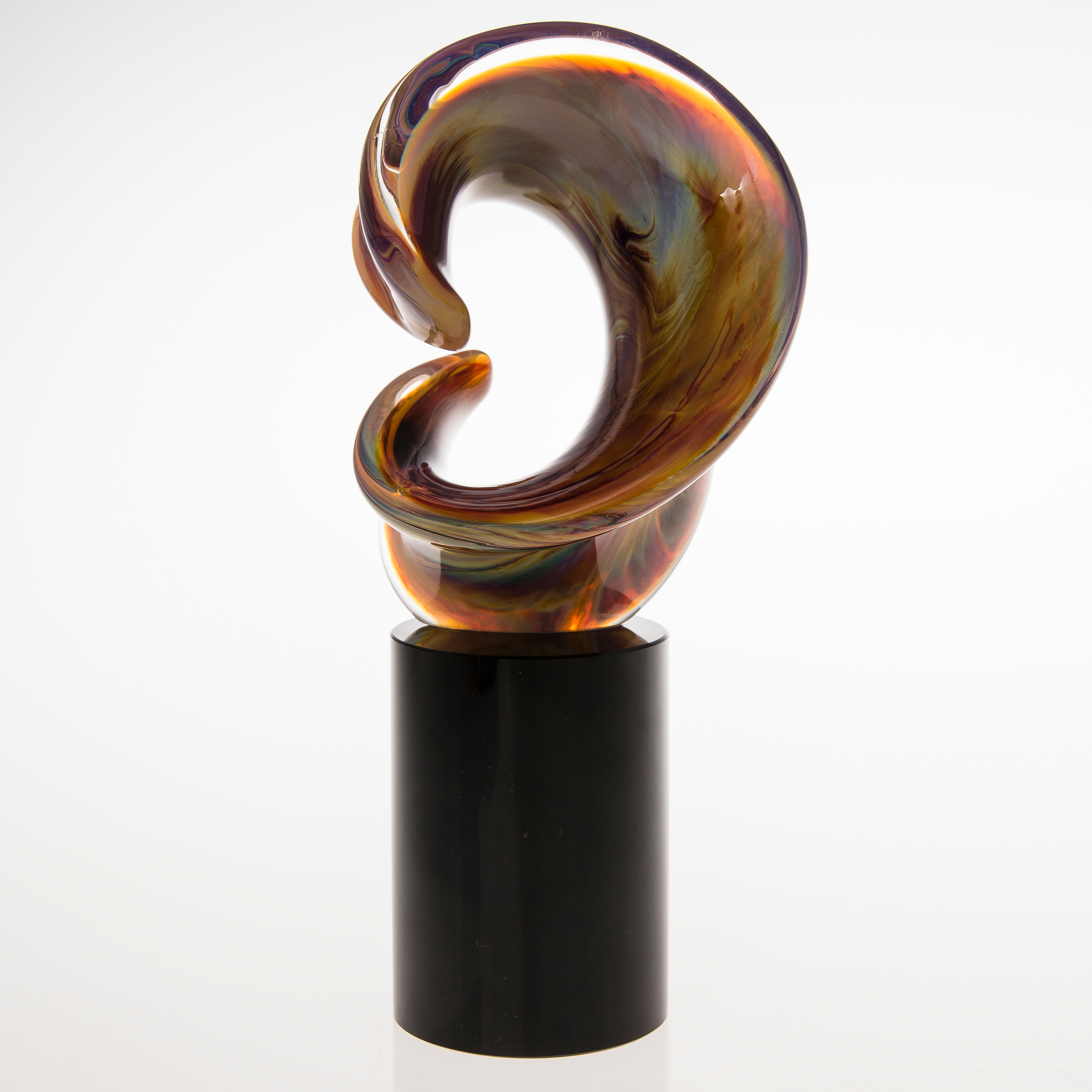 'Dancing Ribbon' glass sculpture, signed Zanetti, labelled Vetro ...