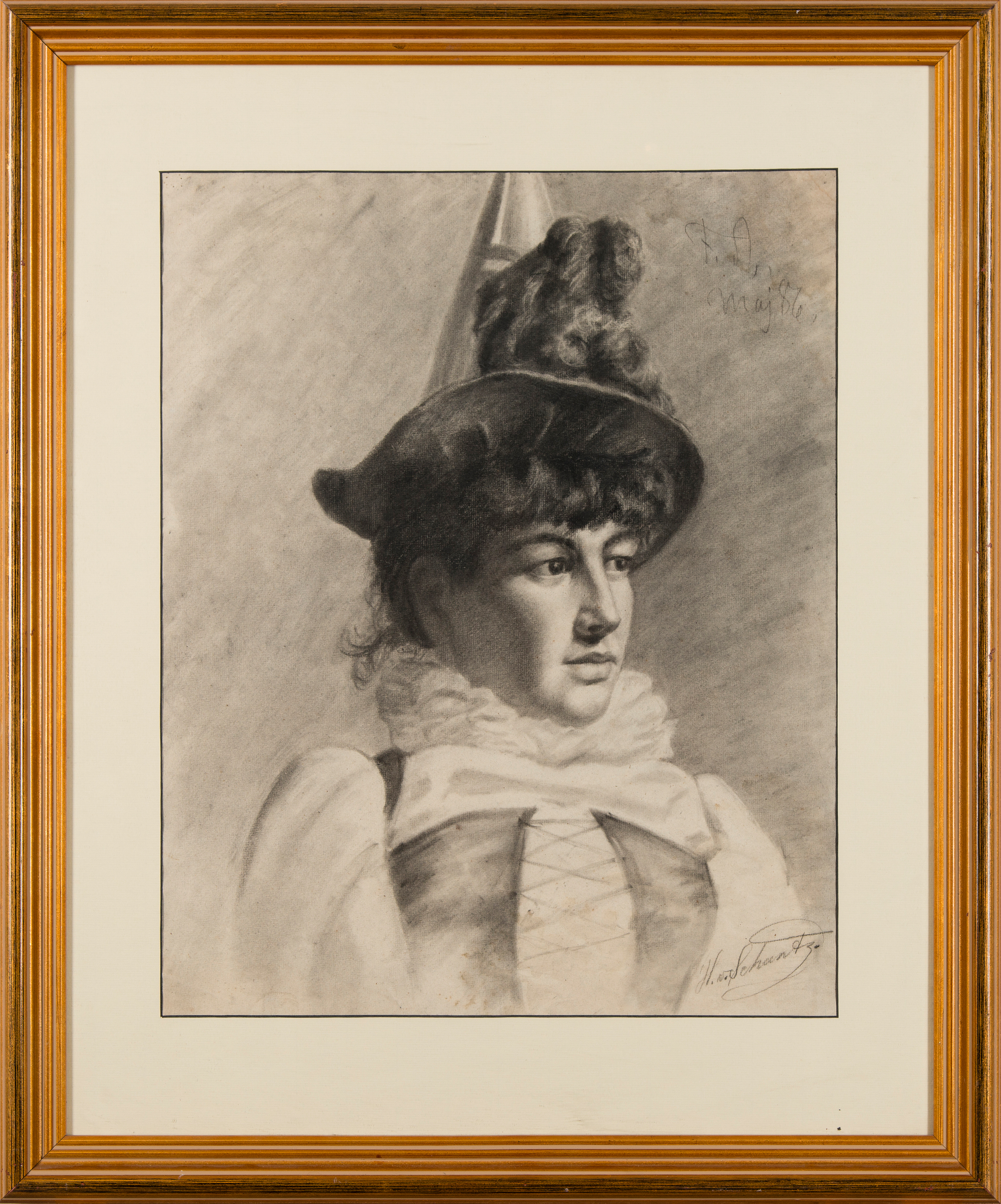 HEDVIG VON SCHANTZ, charcoal drawing, signed. - Bukowskis