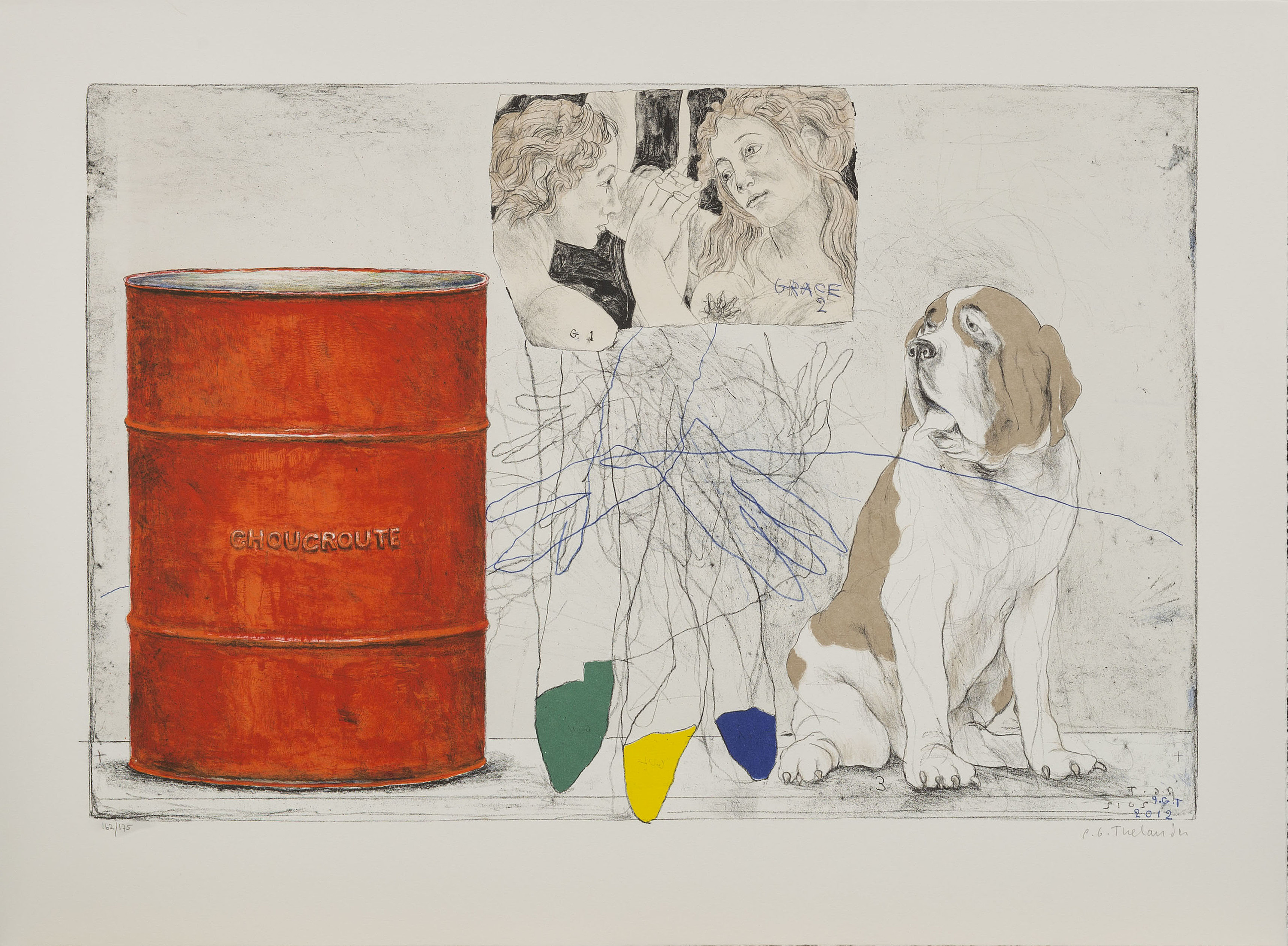 PG THELANDER, portfolio with 5 colour lithographes, "Summa summarum ...