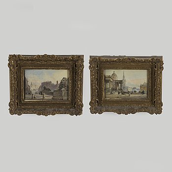 OKÄND KONSTNÄR, 18/1900-tal. ett par, akvareller, signerade. - Bukowskis