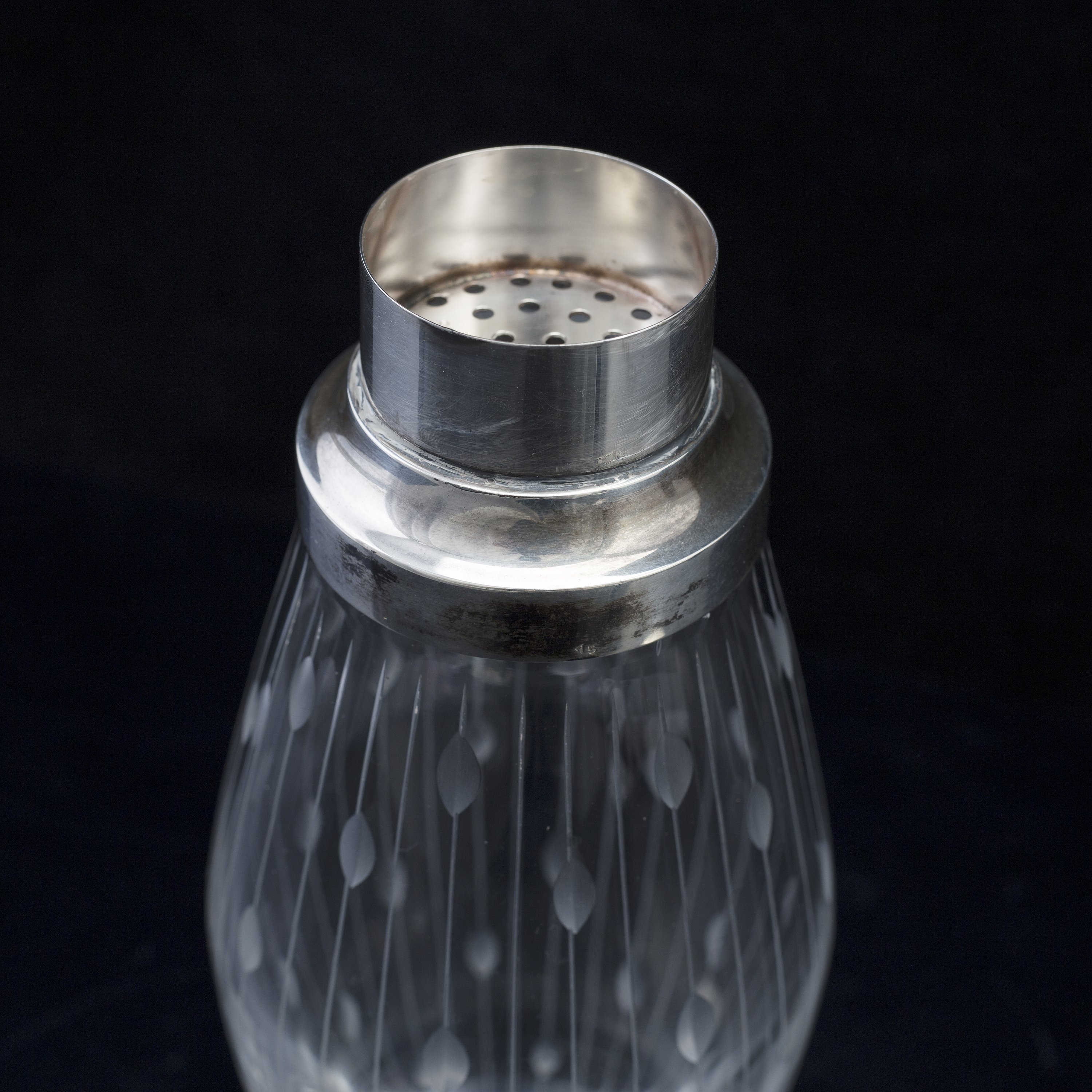 A sterling silver and glas cocktail shaker from Germany, 1950's ...