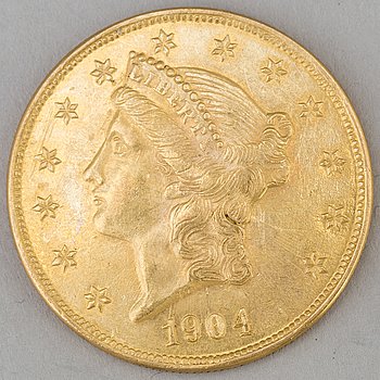 A 1904 20-dollar gold coin. - Bukowskis