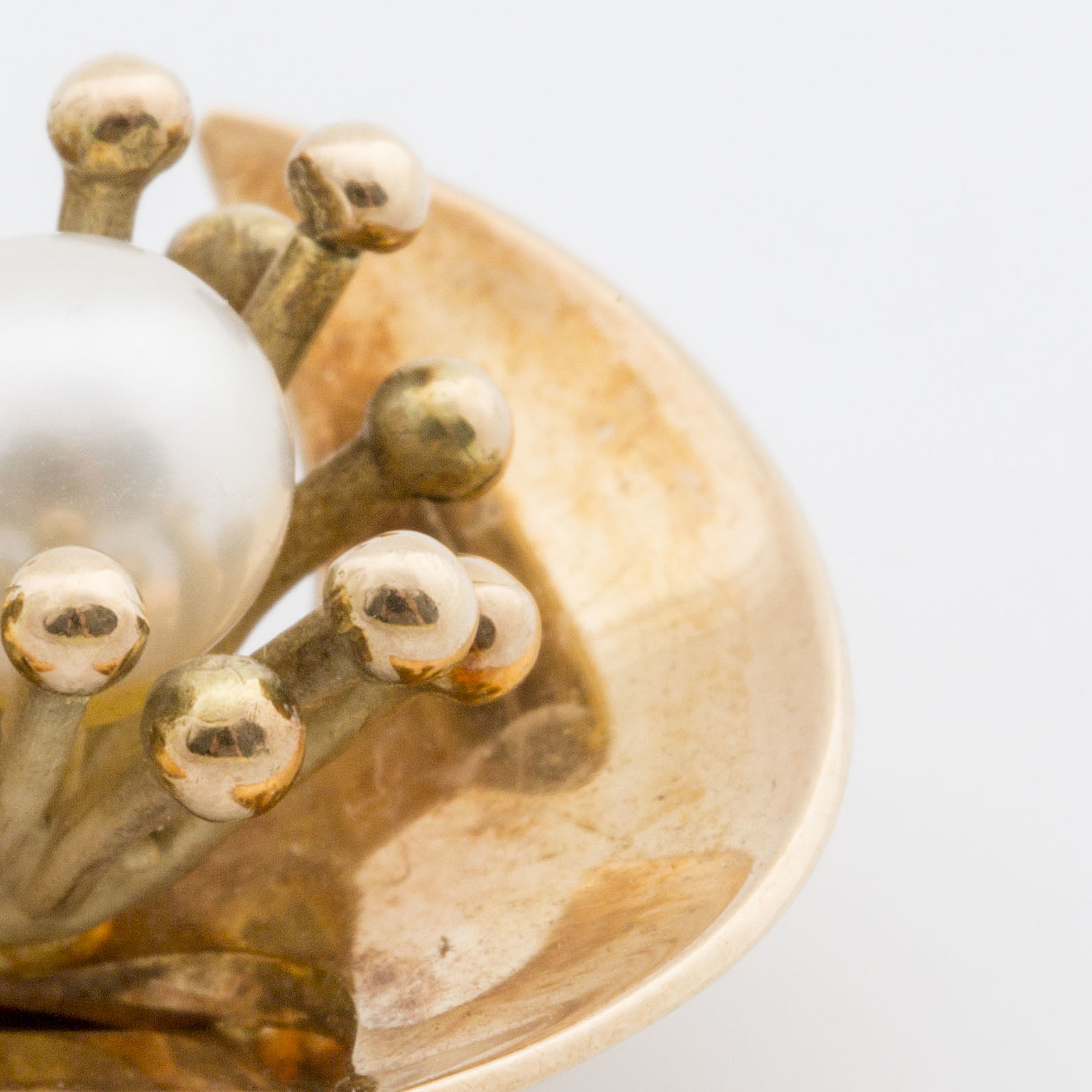 OLE LYNGGAARD, CLASP for double row, 14K gold w 1 cultured pearl ...