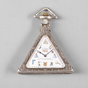 A silver triangular Masonic watch, Tempor Watch Co, ca 1940. - Bukowskis