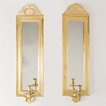A pair of "Regnaholm" rococo style mirror wall sconces by IKEA. - Bukowskis