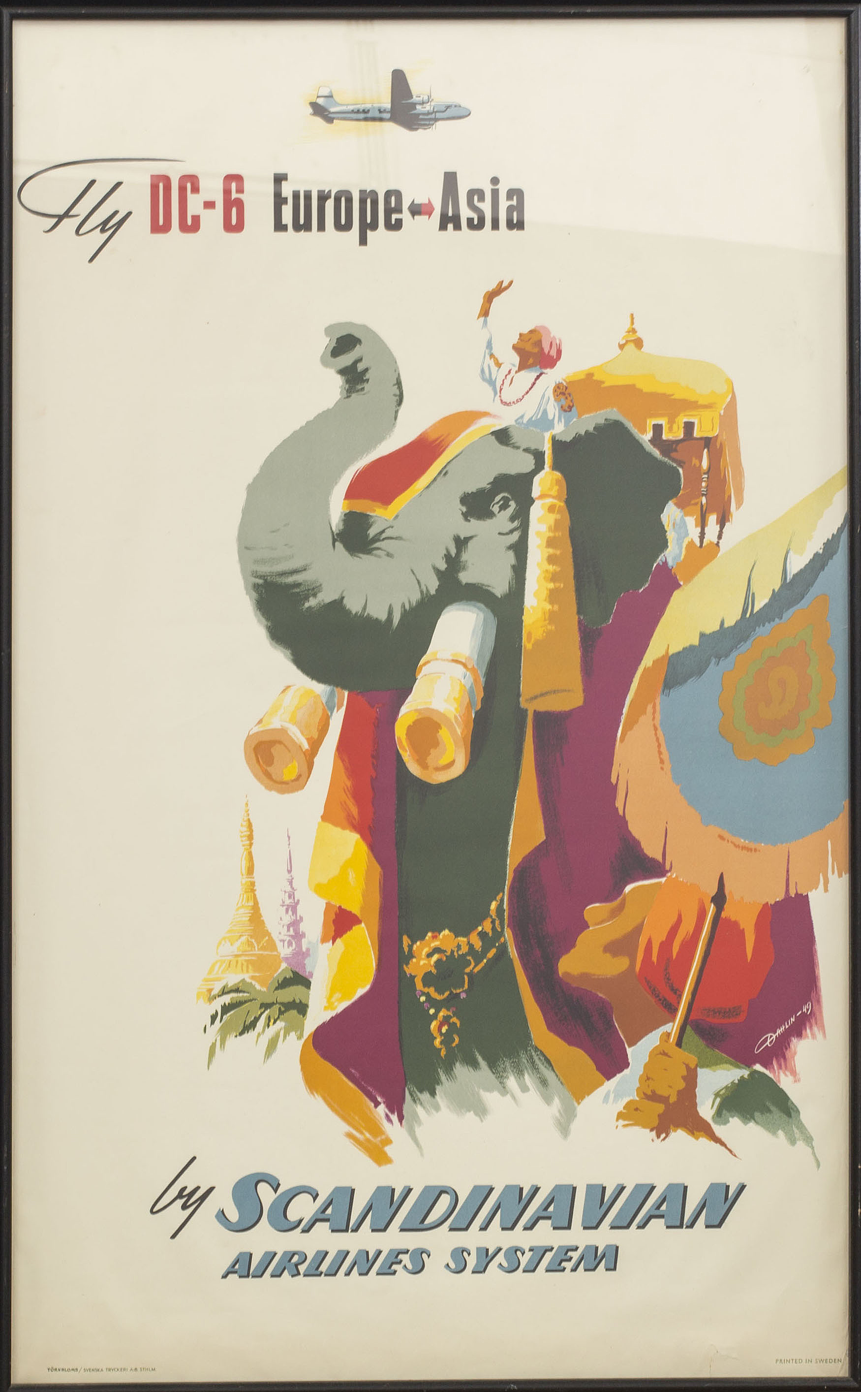 A Scandinavian Airlines System, SAS, 1940s-50s poster. - Bukowskis