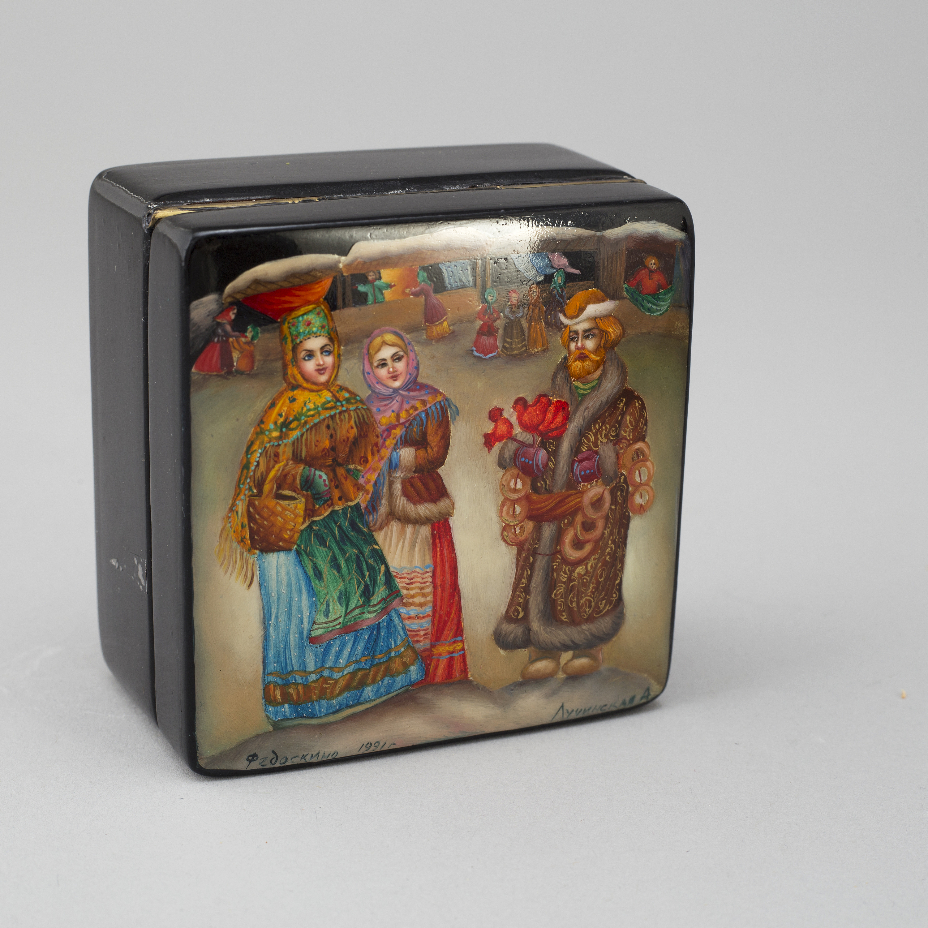 A late 19th century lacquered Russian box. - Bukowskis