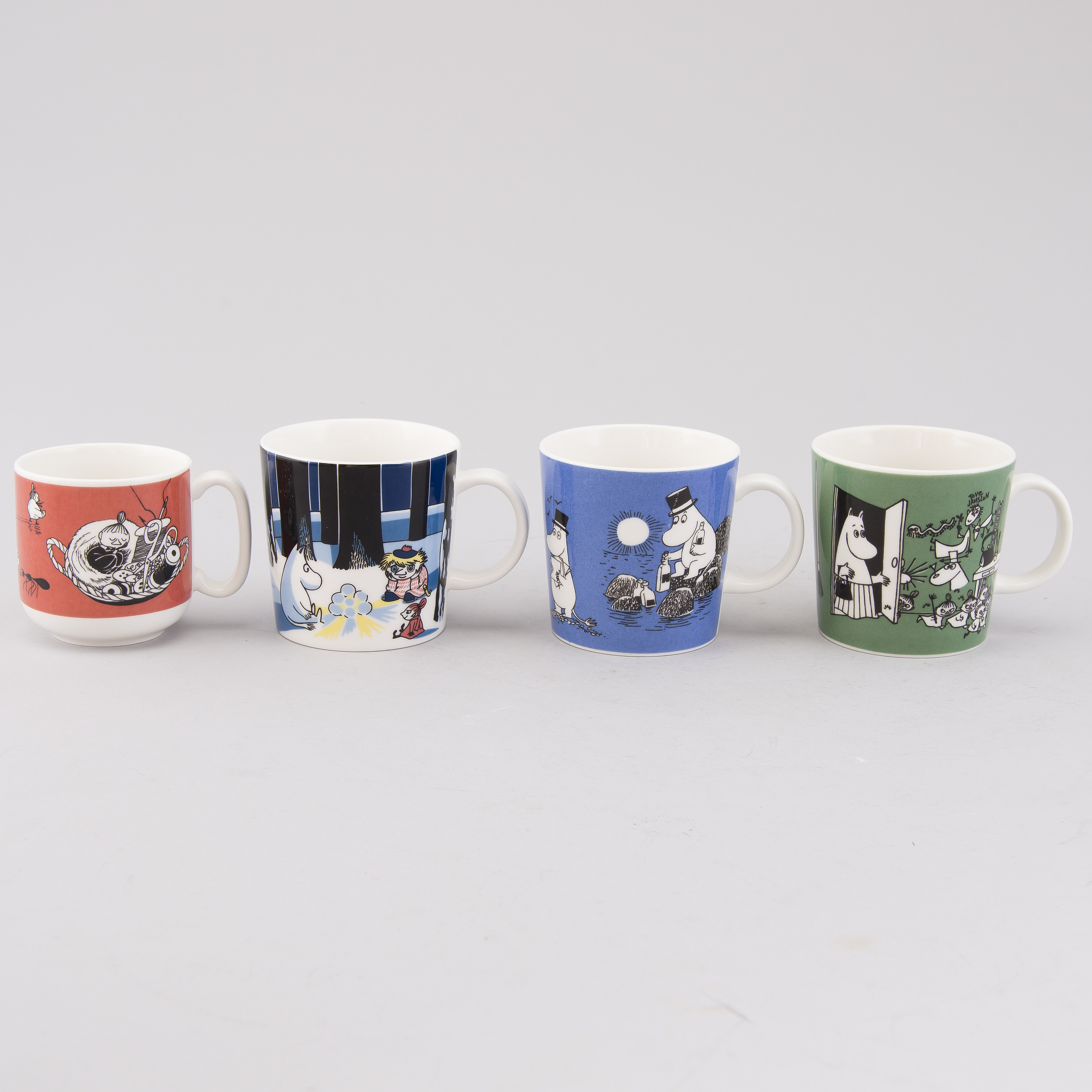 Four Moomin porcelain mugs, Moomin Characters, Arabia, 1990s-2000 ...