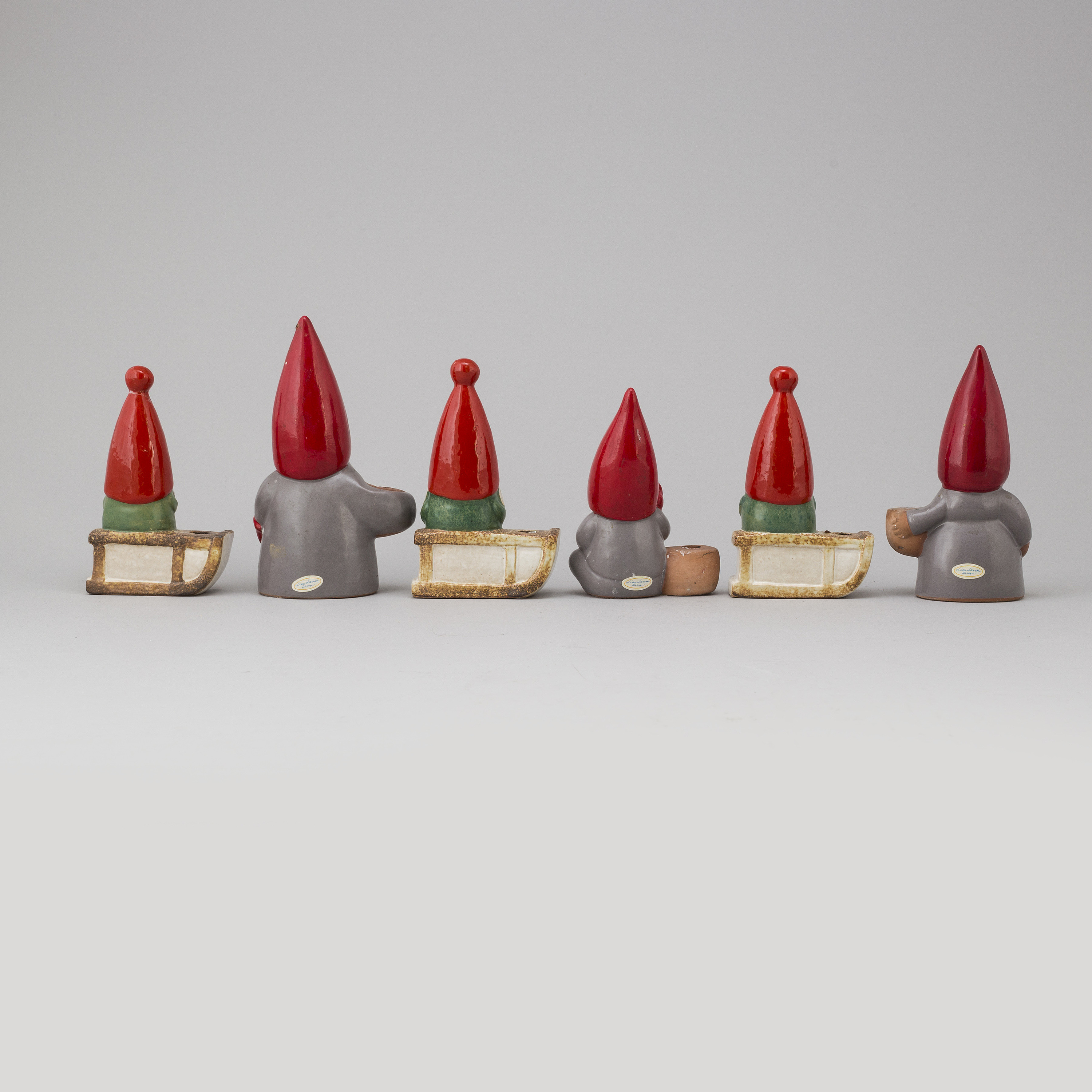 LISA LARSON, tomtar, ljusstakar, sex delar, stengods, K-studion ...