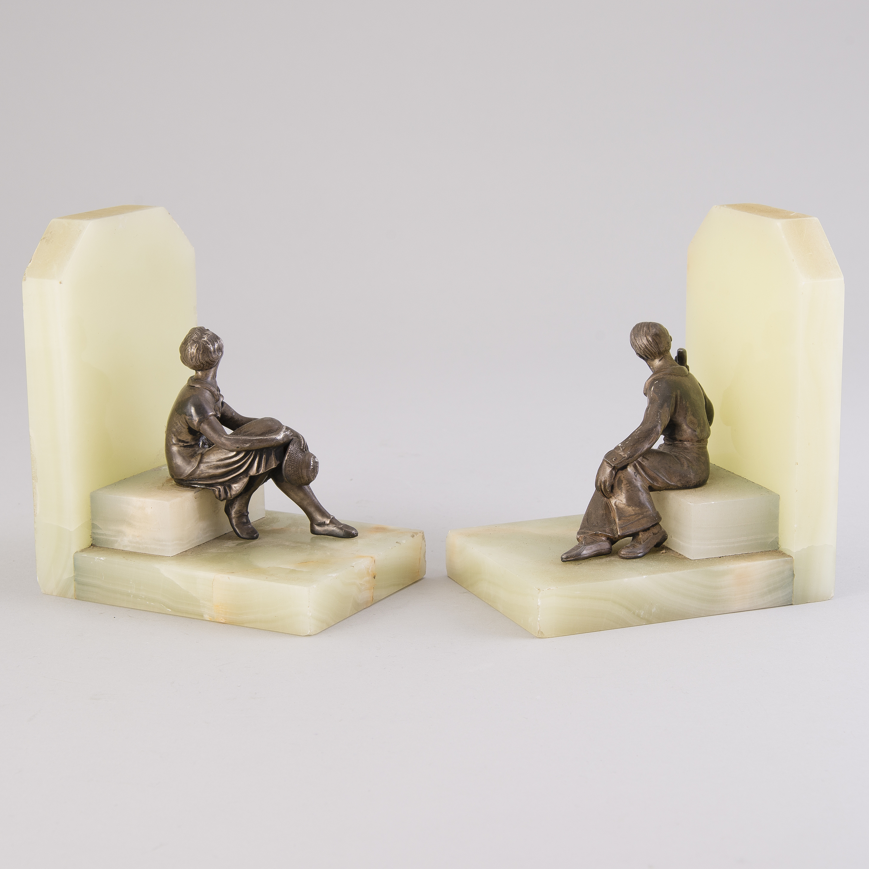 BOKSTÖD, art déco, marmor och metall, 1920/1930-tal. - Bukowskis
