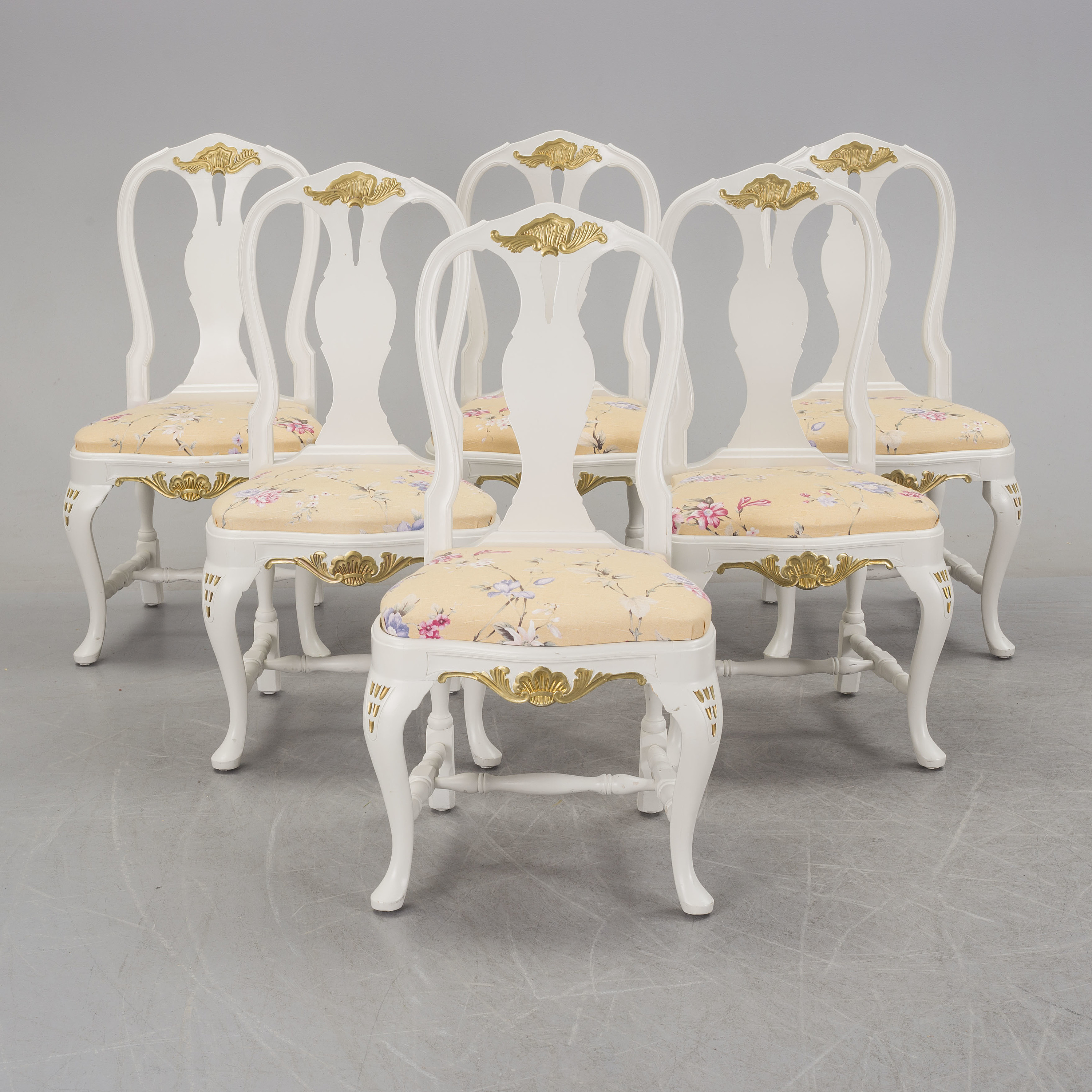 6 rococo style chairs, 20th century. - Bukowskis