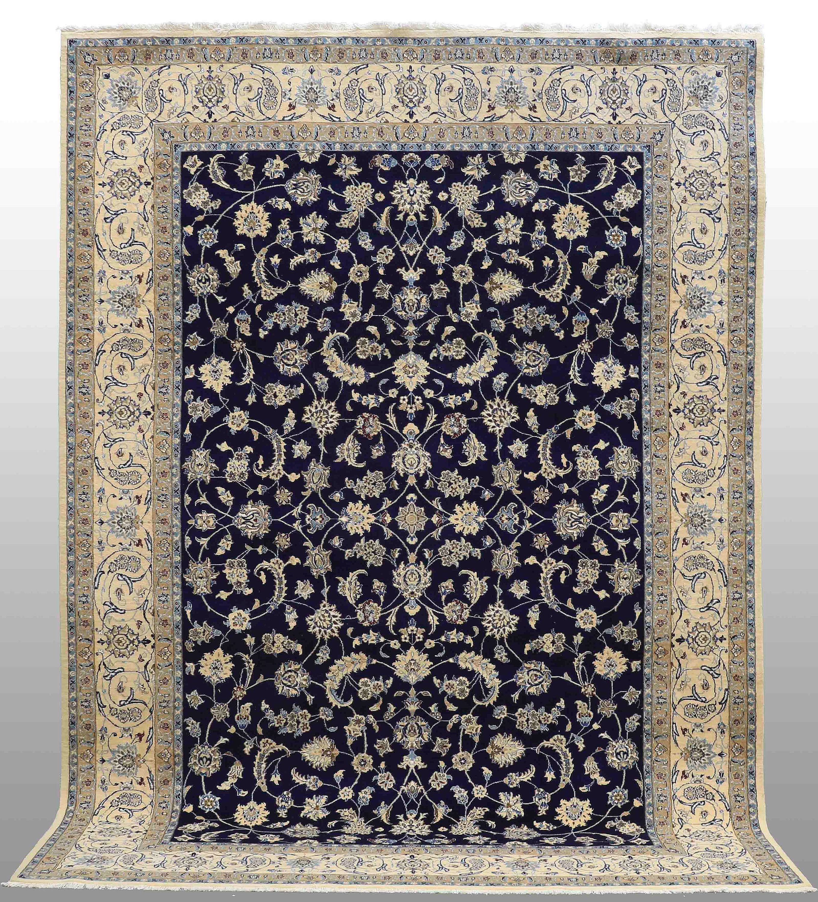 A CARPET, Nain , Part Silk so called 9 LAA, around 350 x 250 cm ...
