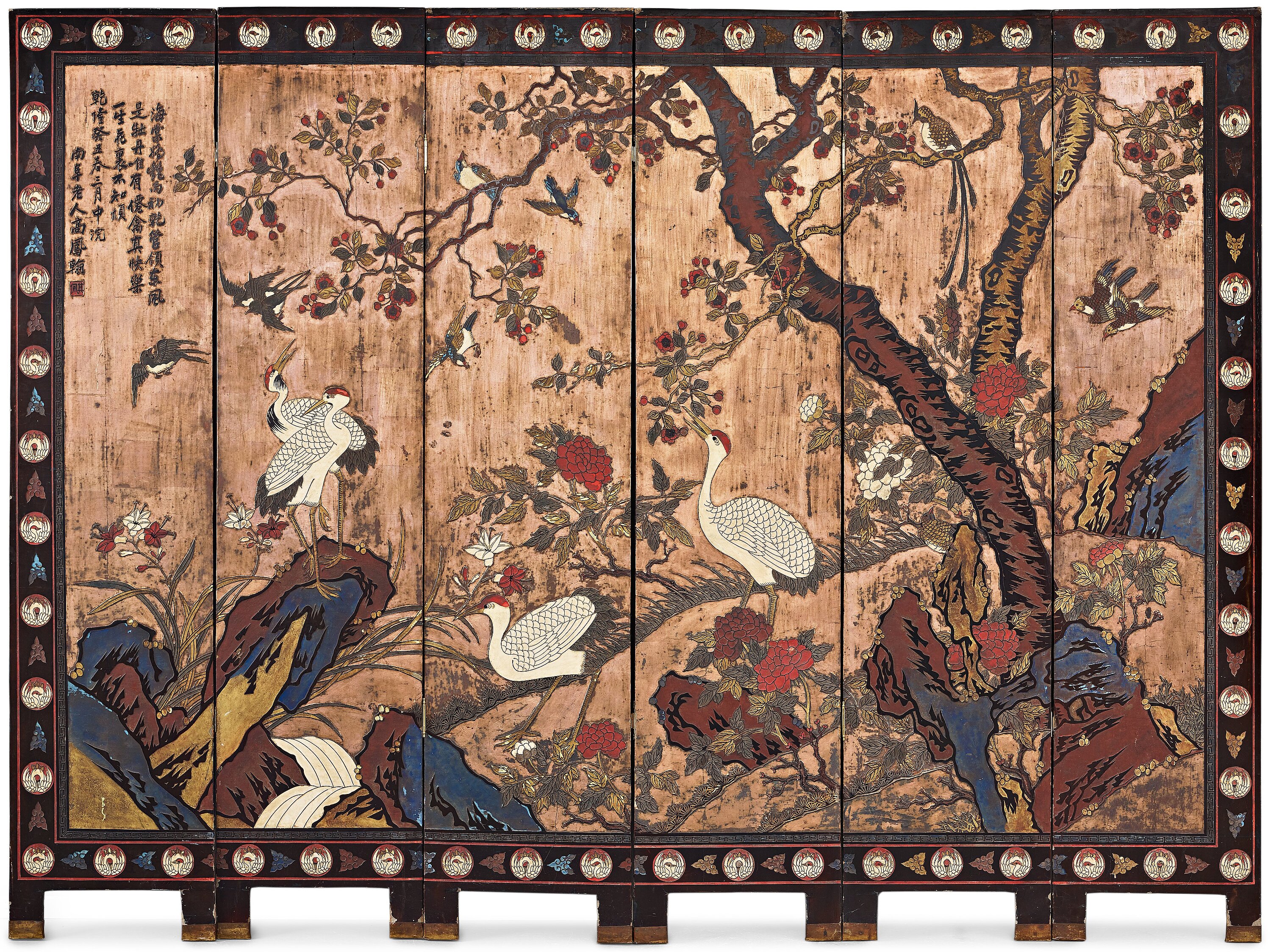 A six leaf coromandel lacquer screen, Qing dynasty (1644-1912). - Bukowskis