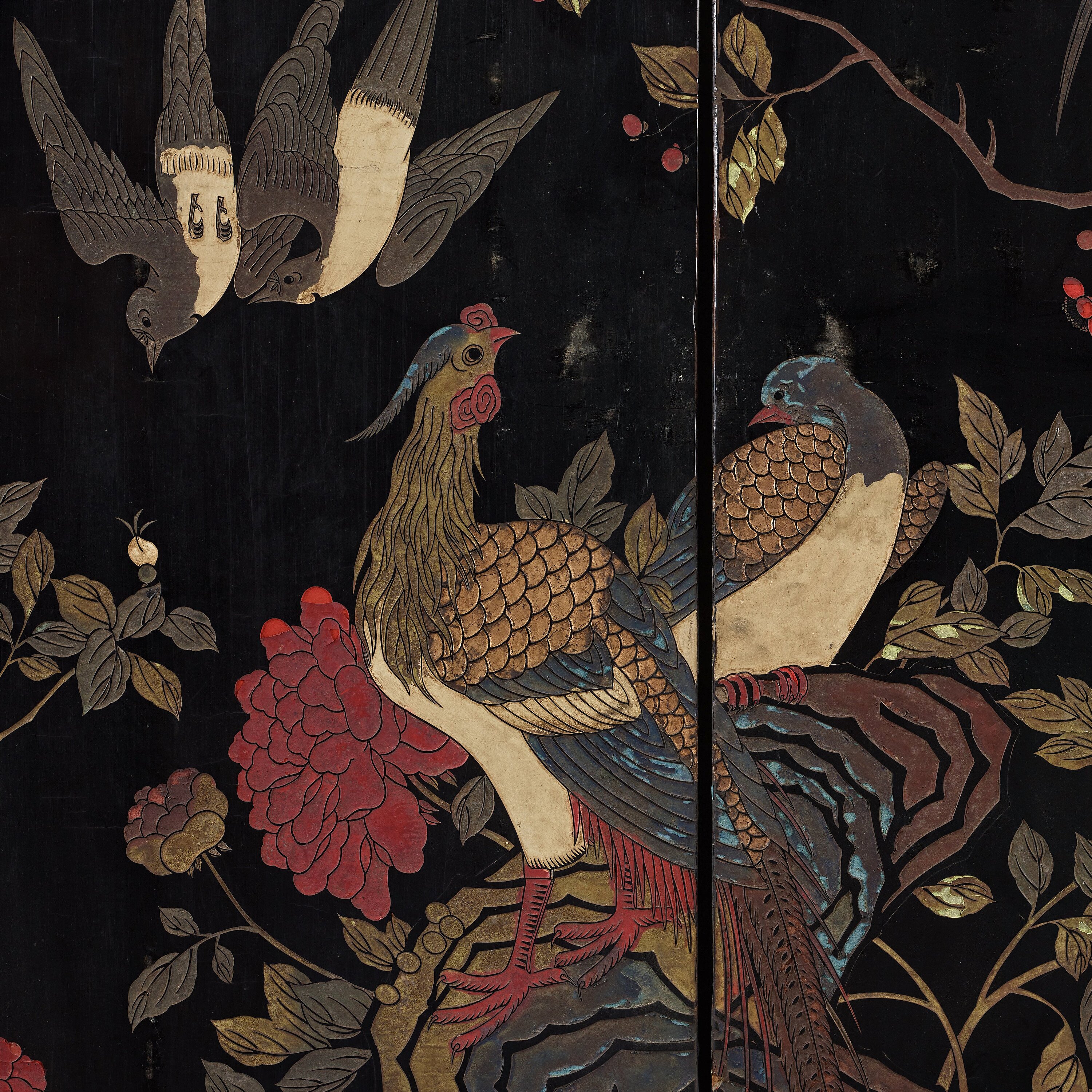 A six leaf coromandel lacquer screen, Qing dynasty (1644-1912). - Bukowskis