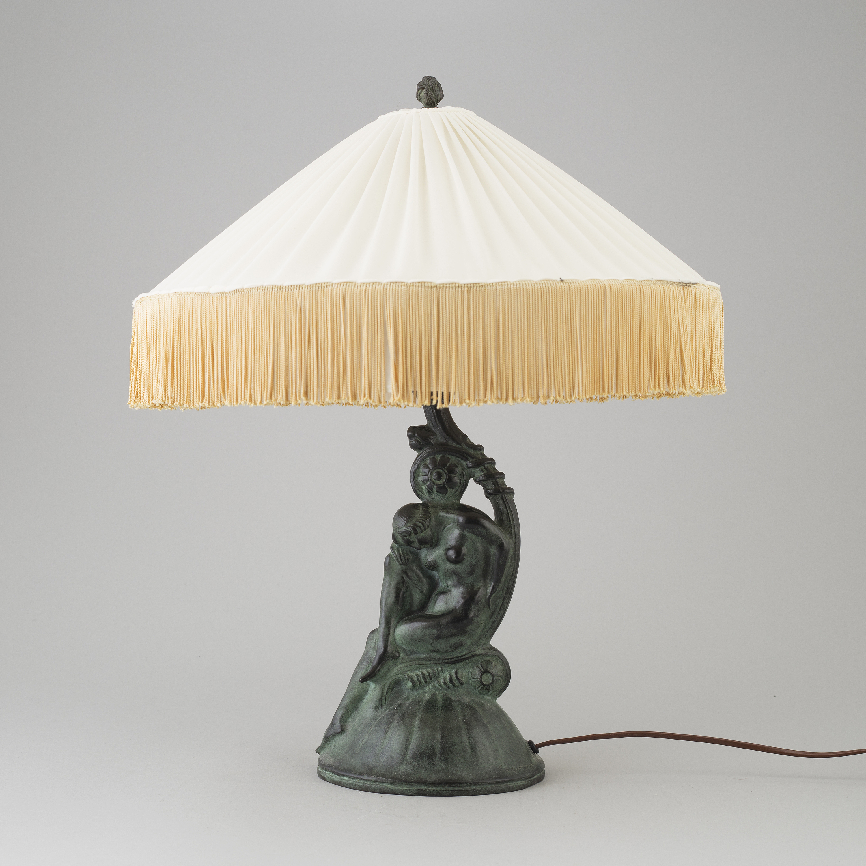 CARL FAGERBERG, bordslampa, patinerad brons, signerad C. Fagerberg ...