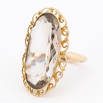 A RING, rock crystal, 14K gold filigrane. Turku Finland 1960. - Bukowskis