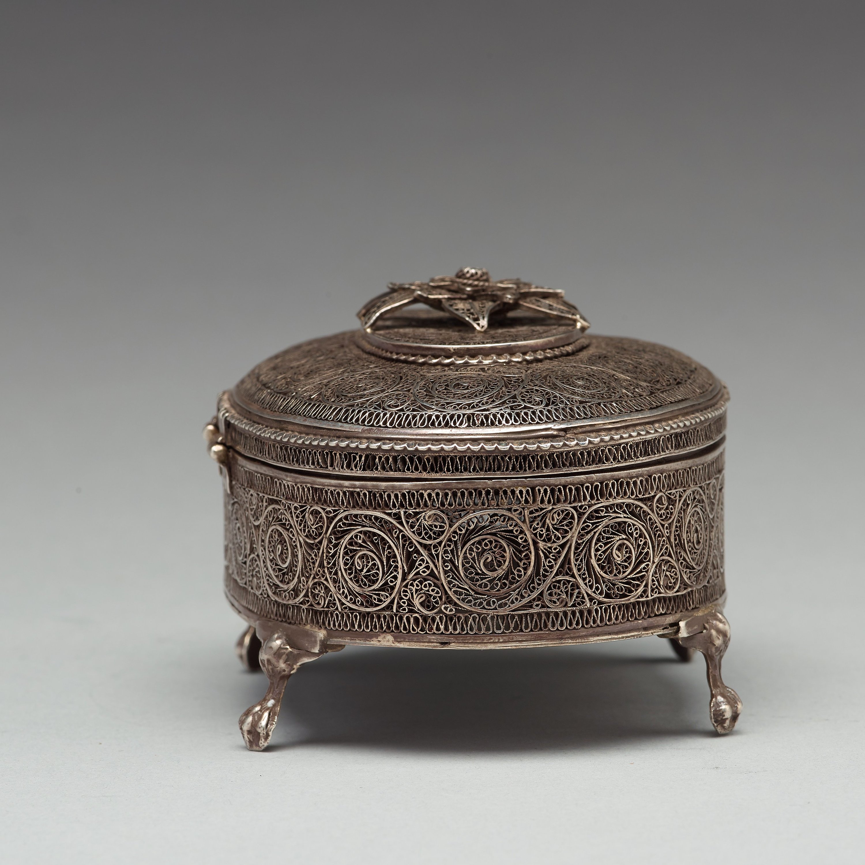 A Russian 19th century silver filigree box, unidentified makers mark ...