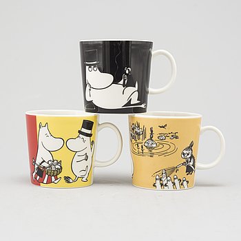 MUMINMUGGAR, 3 st, porslin, "Moomin Characters", Arabia, Finland, 1991 ...