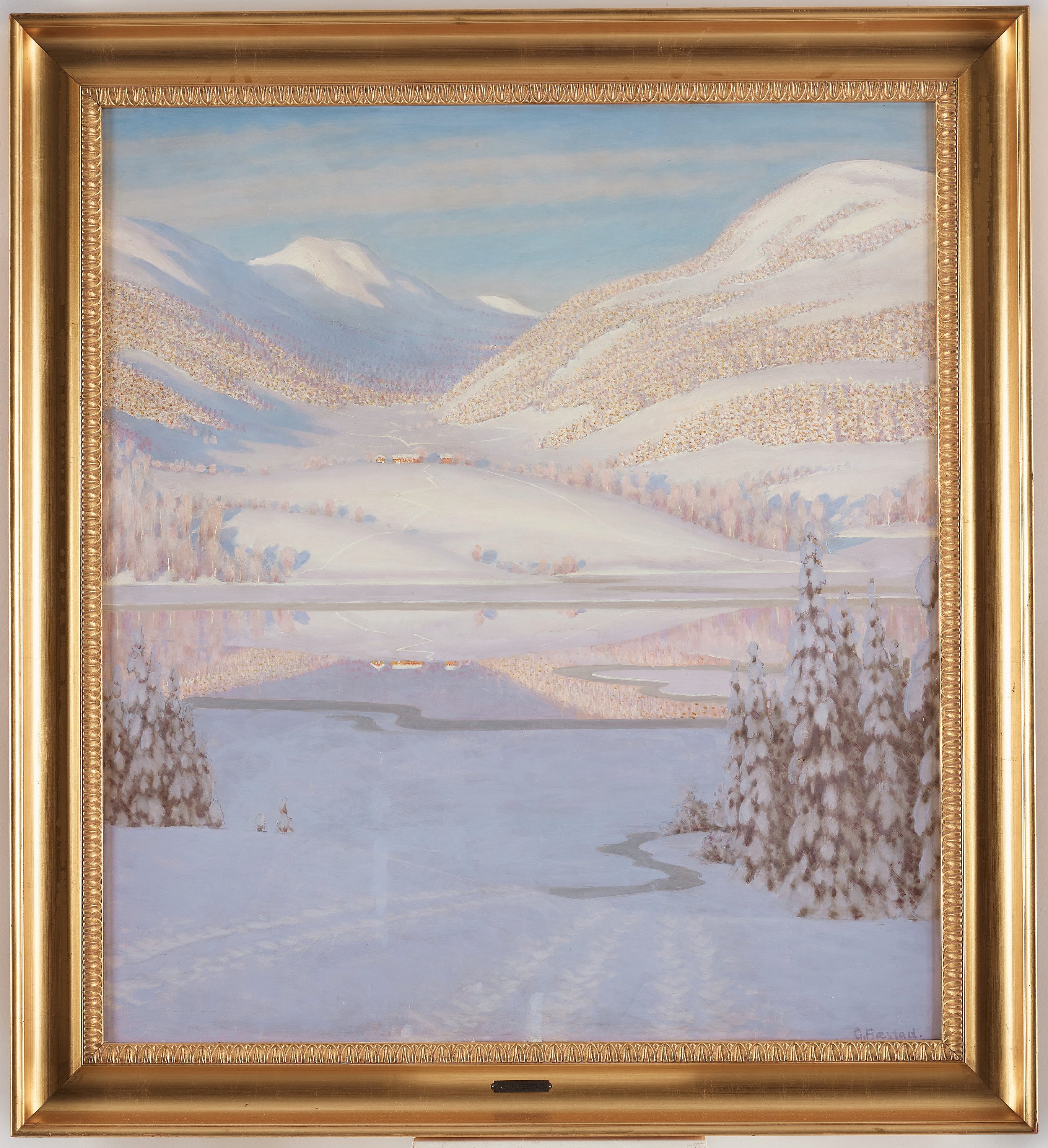 Gustaf Fjaestad, Reflections on a winter lake. - Bukowskis