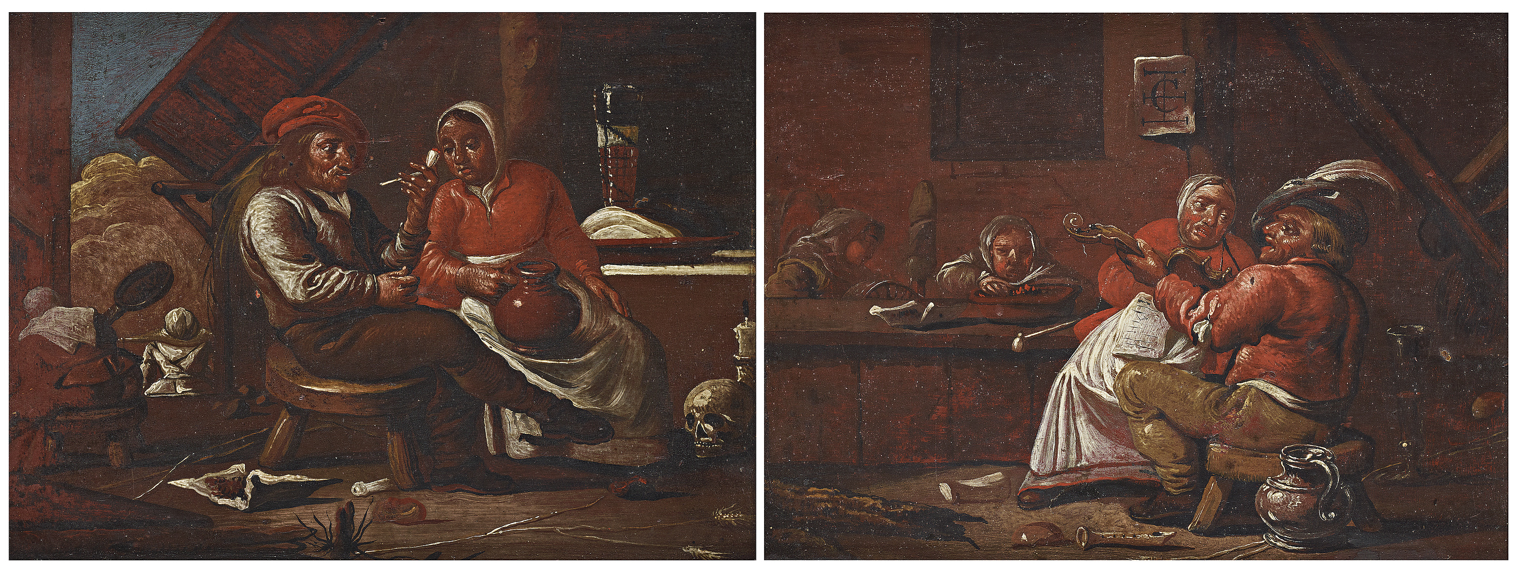 Francois Duchatel, FRANCOIS DUCHATEL, a pair. Oil on panel, one signed ...