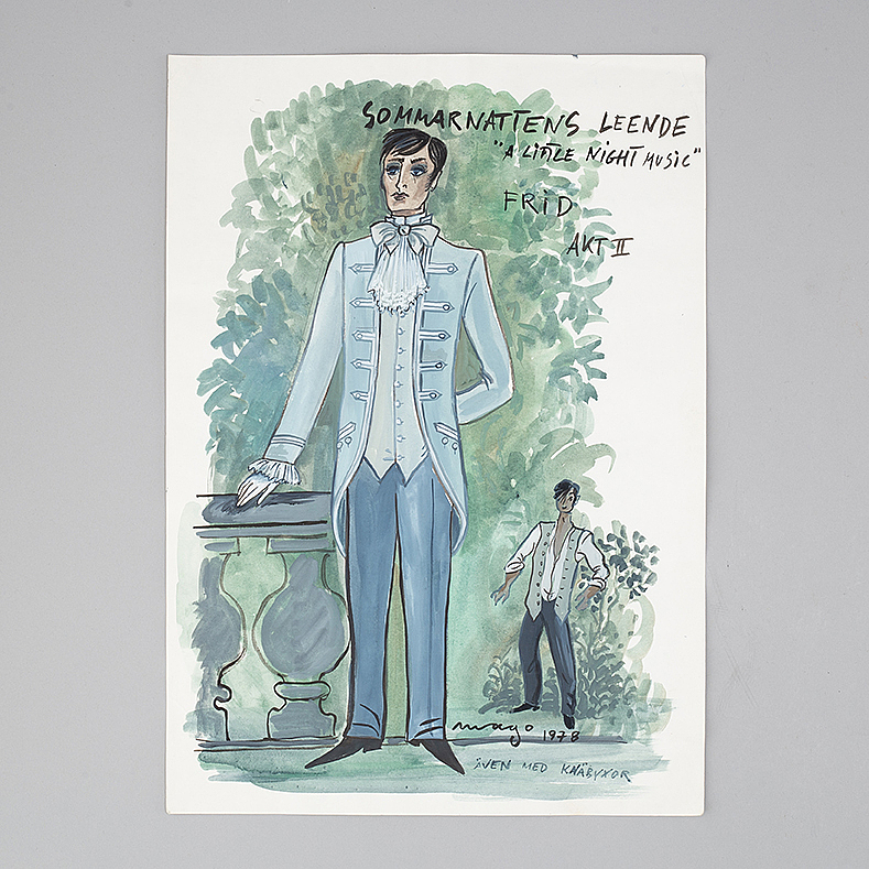 MAX GOLDSTEIN, watercolor and ink, sketch from "A little night music ...