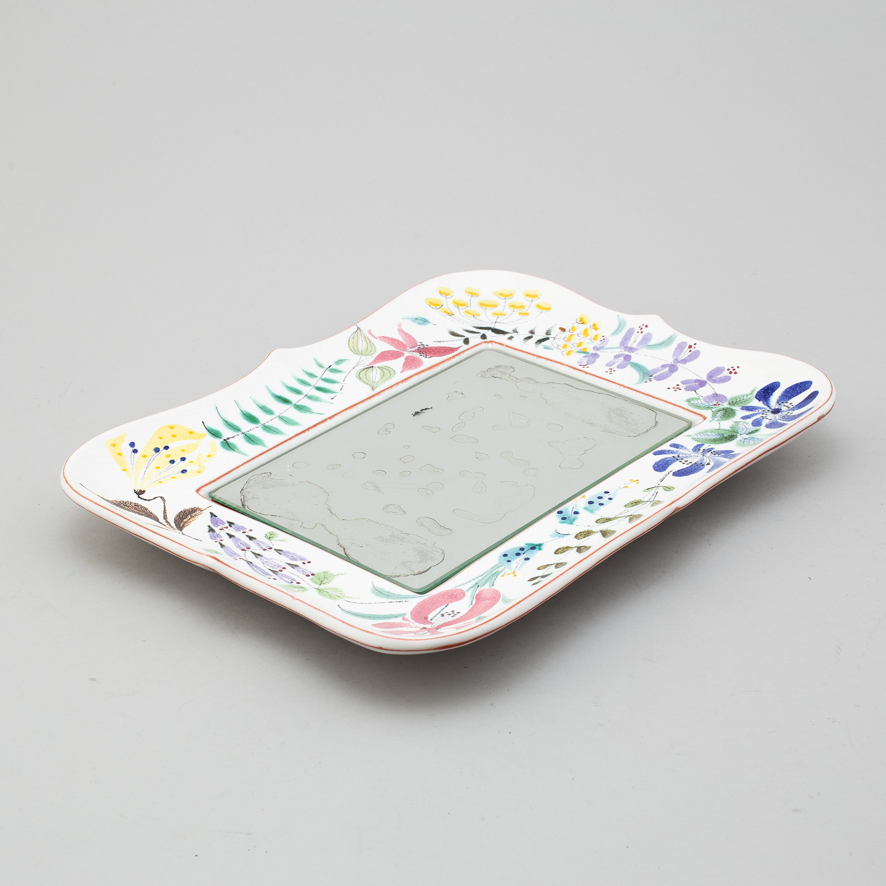 A mid-20th century faiance mirror design Stig Lindberg, Gustavsberg ...