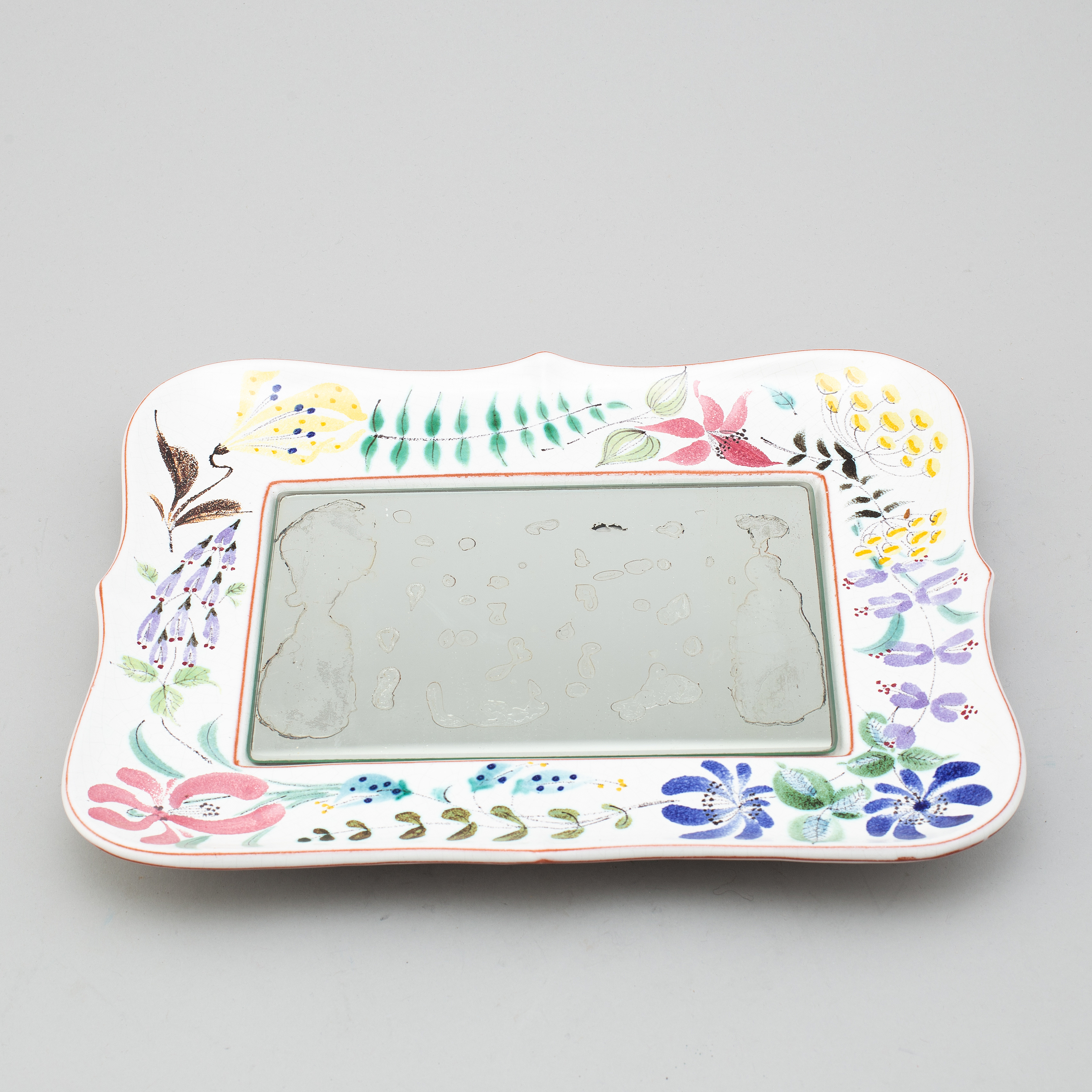 A mid-20th century faiance mirror design Stig Lindberg, Gustavsberg ...