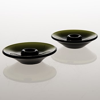 A pair of Finnish, Karhula glass candleholders, mid-20th Century ...