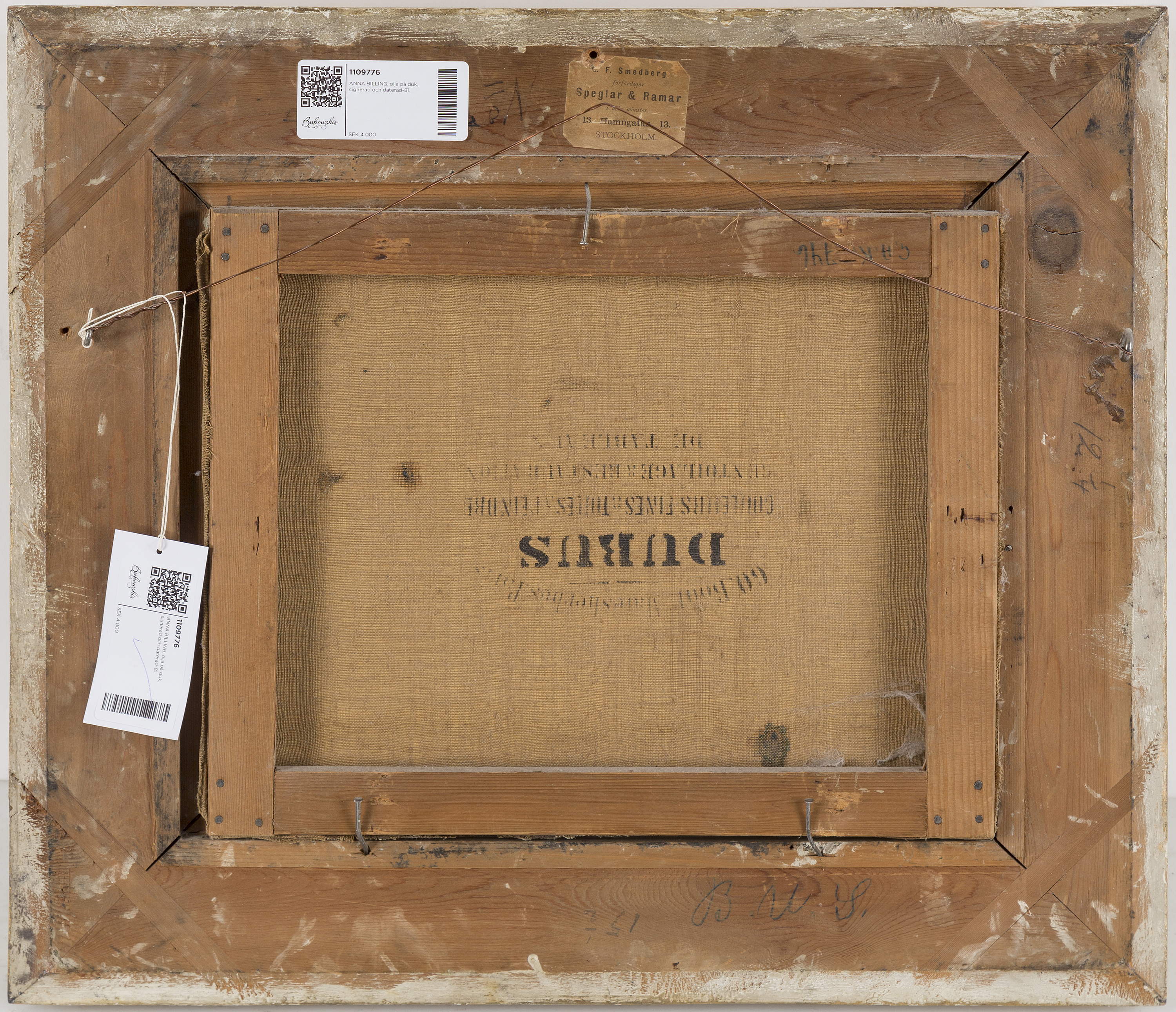 ANNA BILLING, olja på duk, signerad och daterad-81. - Bukowskis