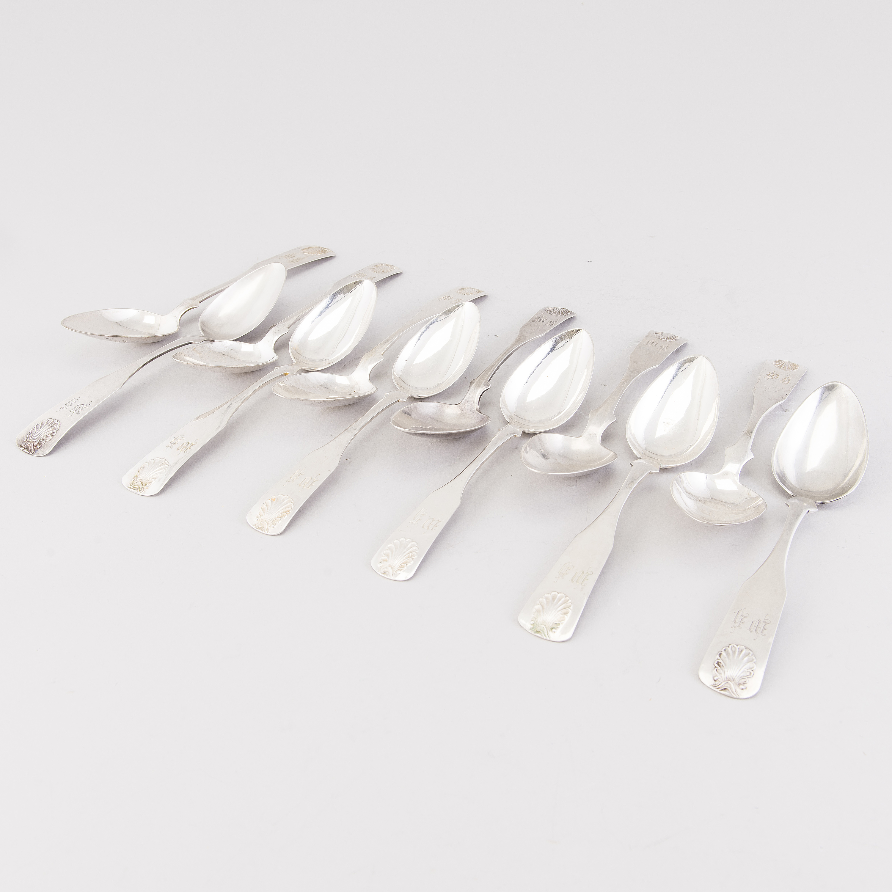 MATSKEDAR, 12 st, silver, Olof Robert Lundgren, Åbo 1800-talets mitt ...