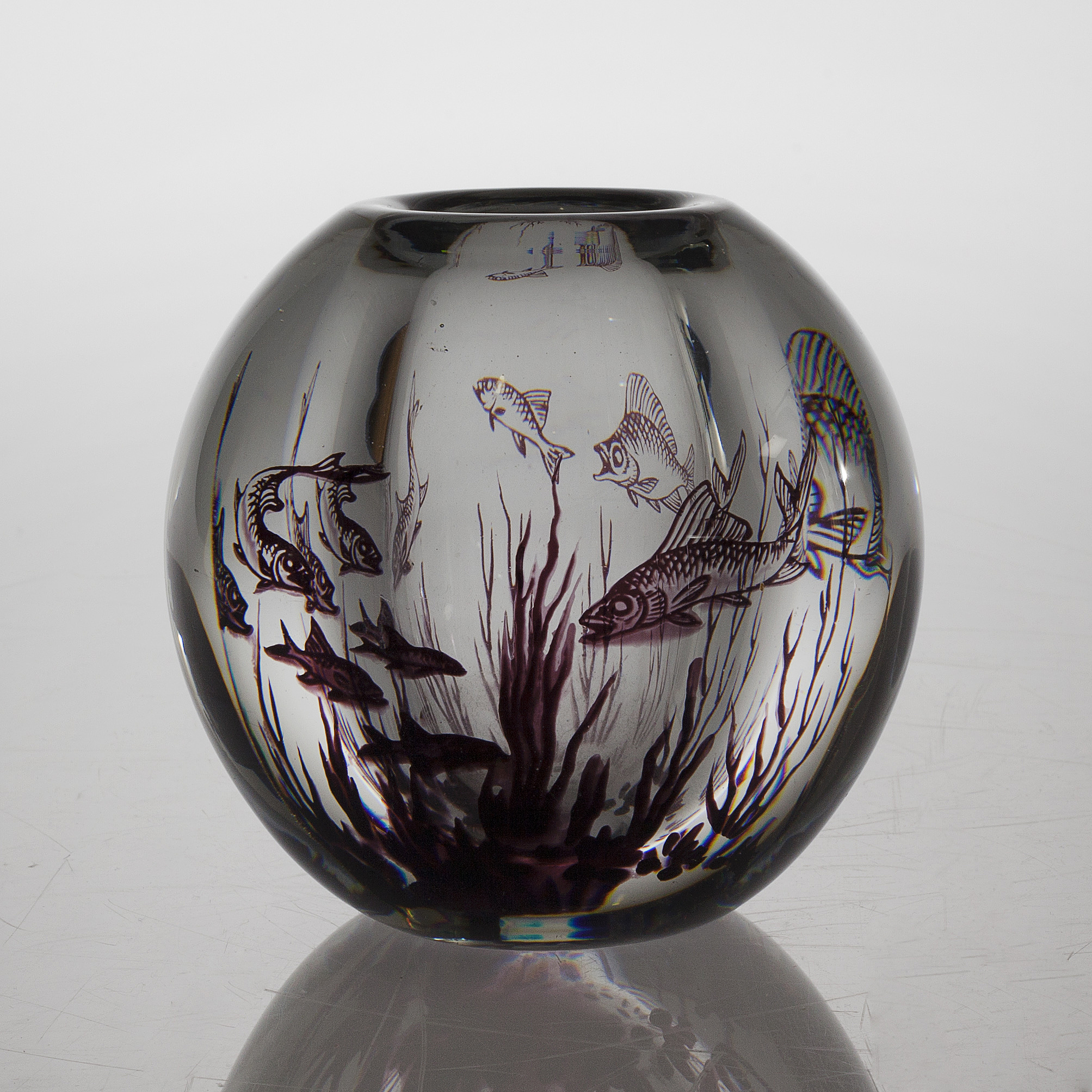 EDWARD HALD, vas, glas, "Fiskgraal", Orrefors. - Bukowskis