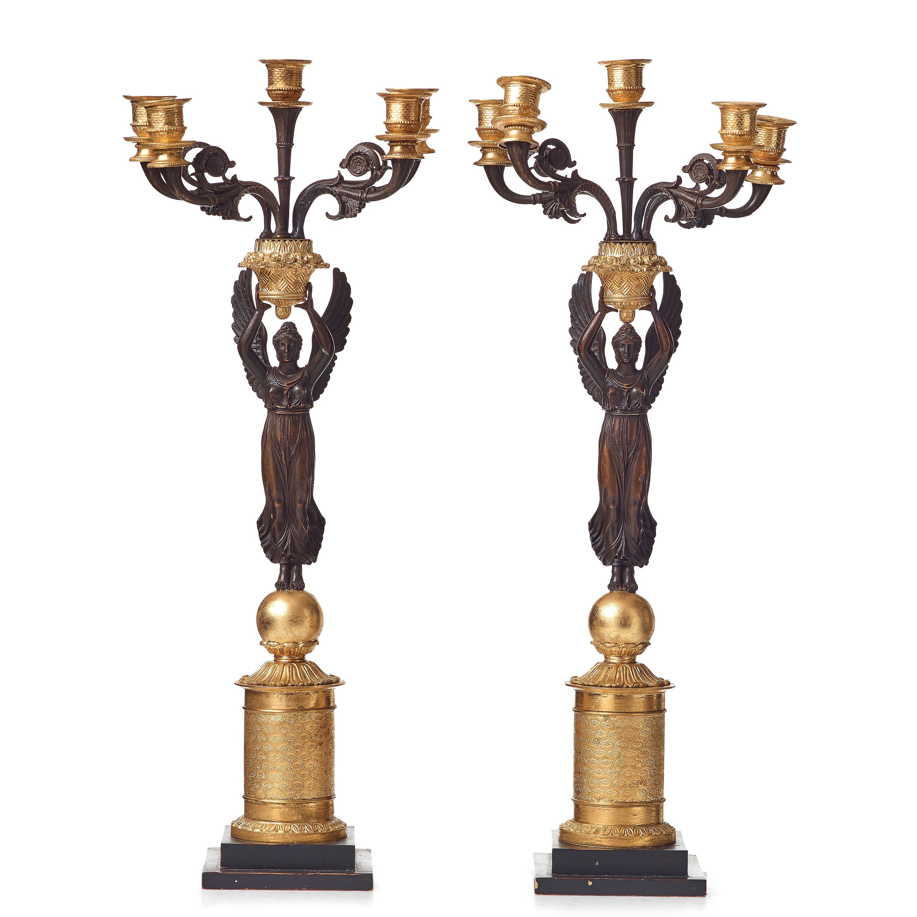 A pair of Empire early 19th century five-light candelabra by Pierre ...