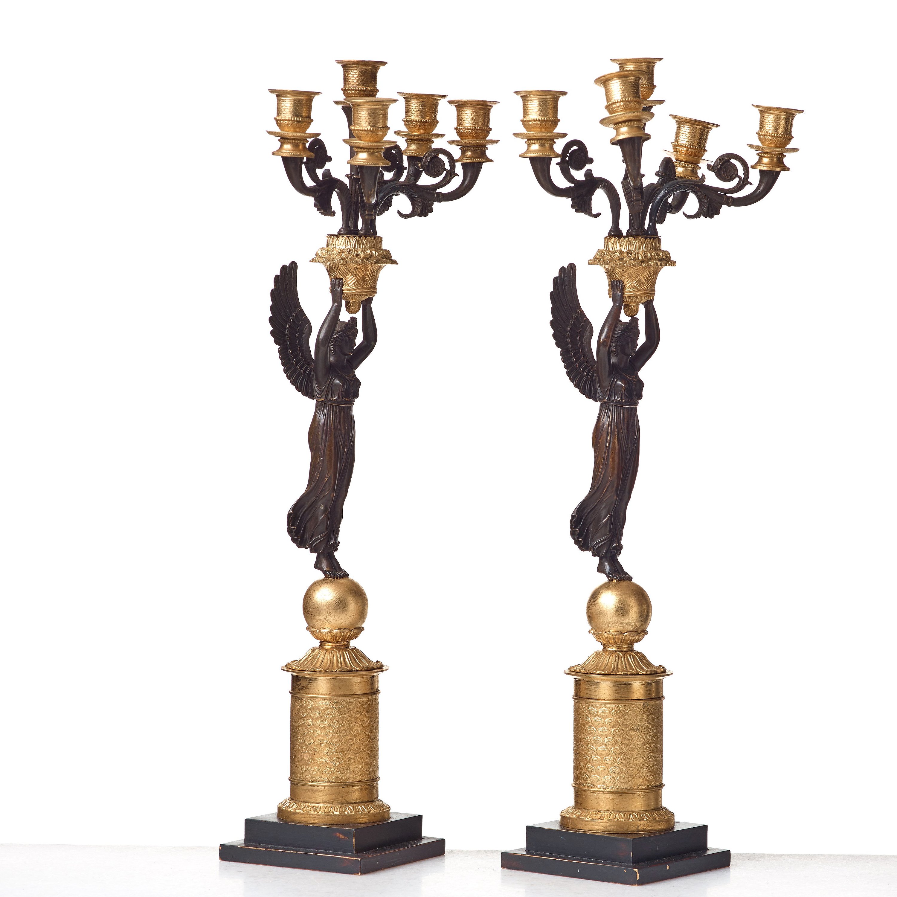 A pair of Empire early 19th century five-light candelabra by Pierre ...