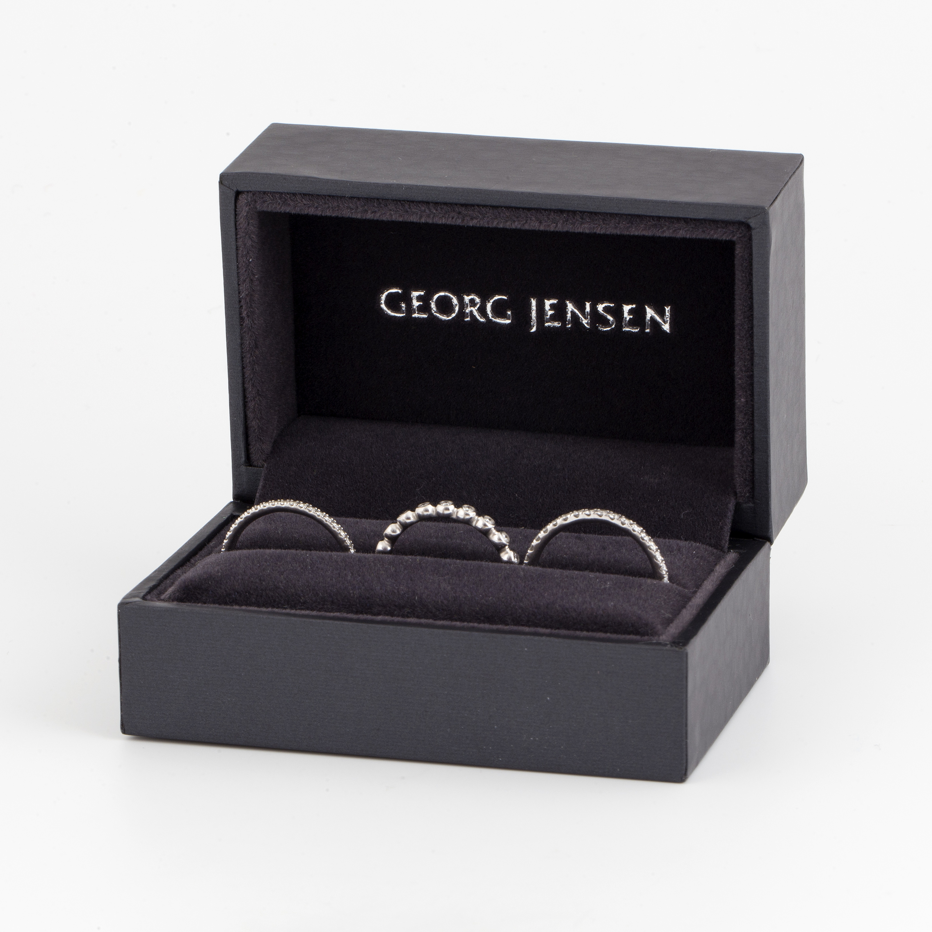 GEORG JENSEN, Ringar, 3 stycken, helallianser, 18K vitguld med ...