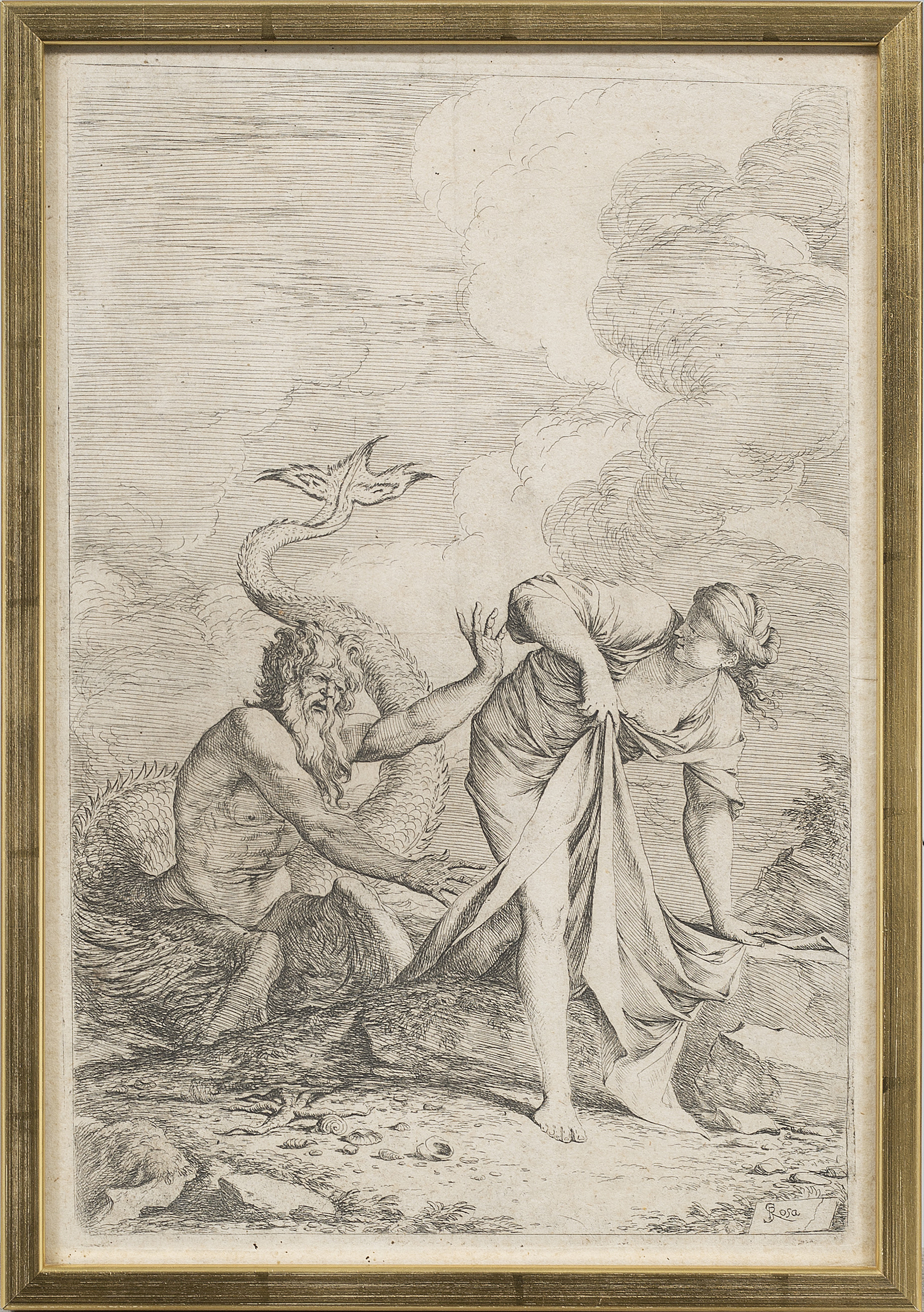 SALVATOR ROSA, after, etching, signed in print. - Bukowskis