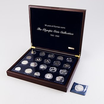 Set of Olympic coins, 21 pcs, partly silver, Olympic Coin Collection ...