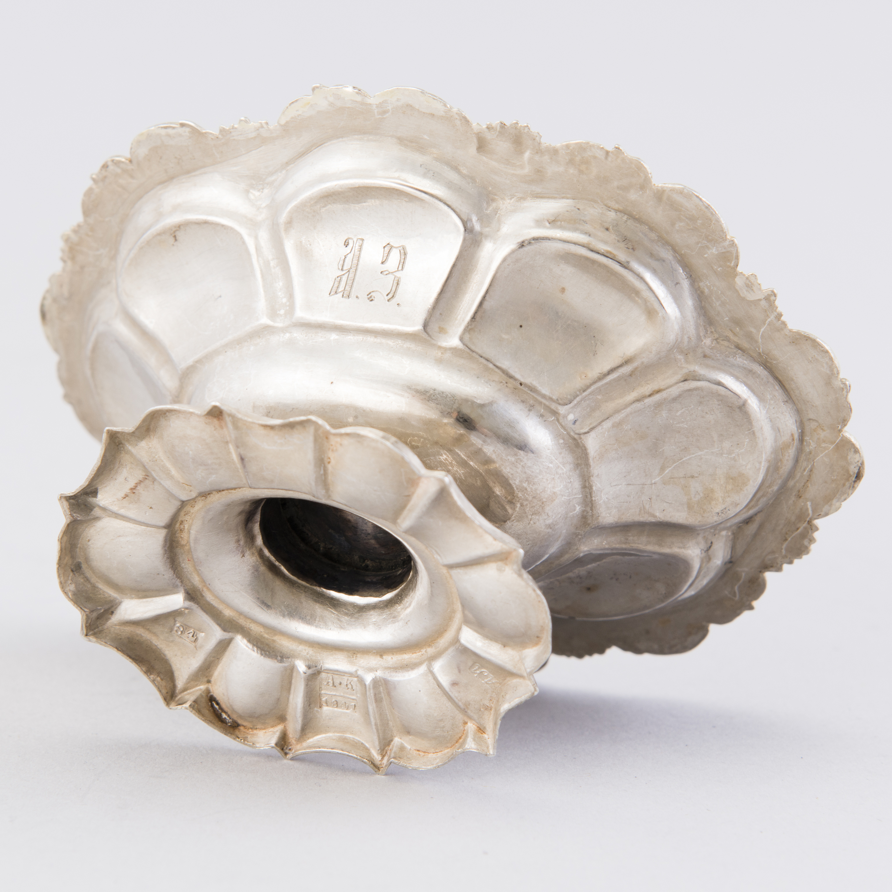 A Russian silver salt cellar and sugar tong, Moscow and Saint ...