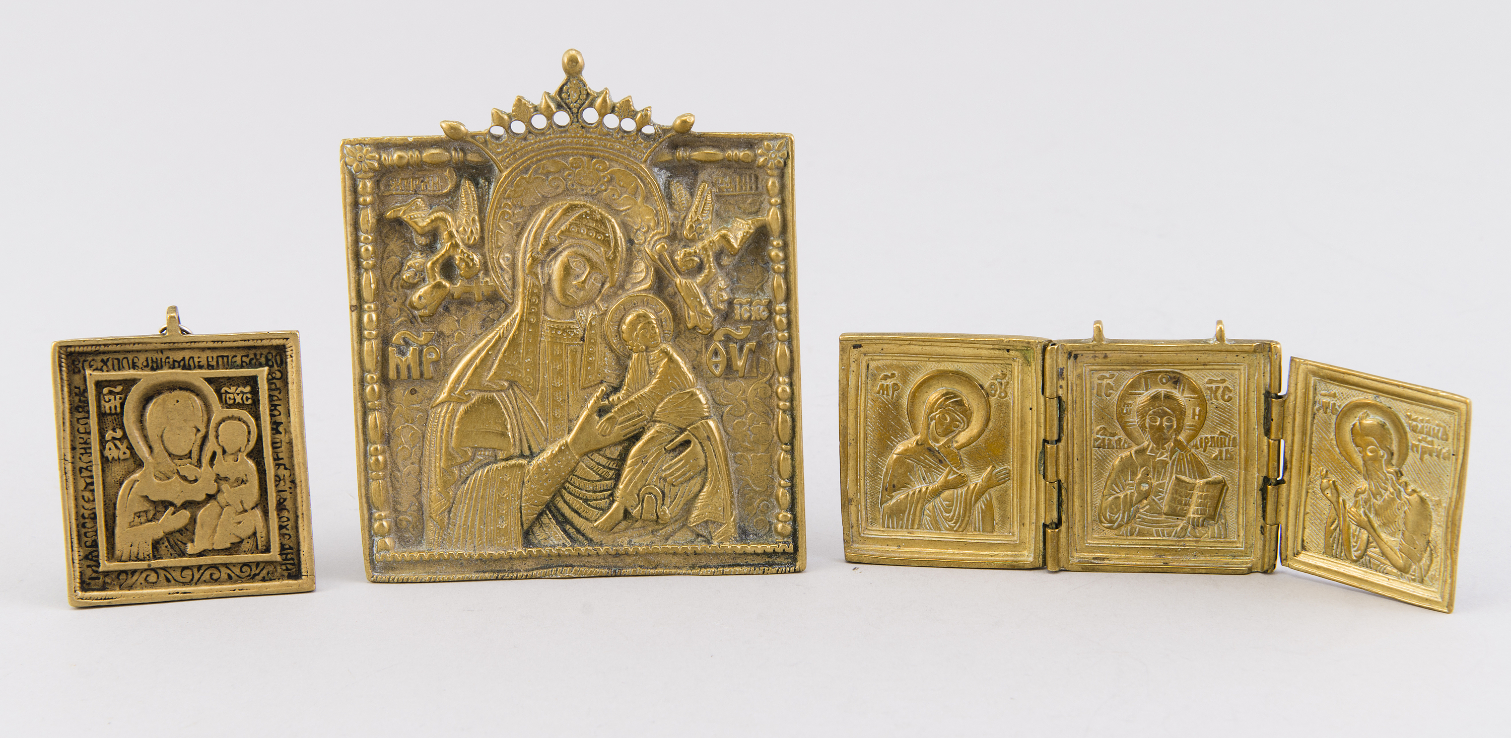 Three 19th century Russian brass icons. - Bukowskis
