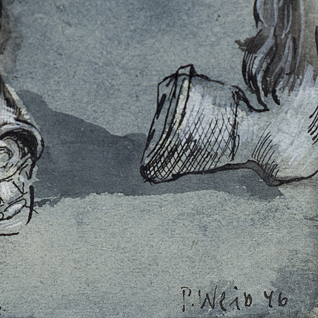 PETER WEISS, mixed media on paper, signed and dated 46. - Bukowskis