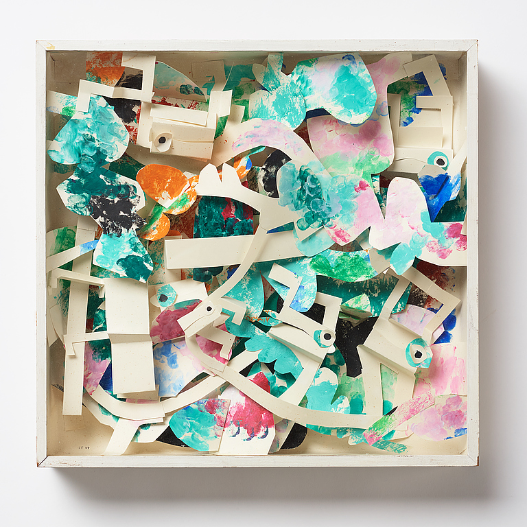 ELIS ERIKSSON, Signerad EE och daterad 67. Papperscollage/relief i ram ...